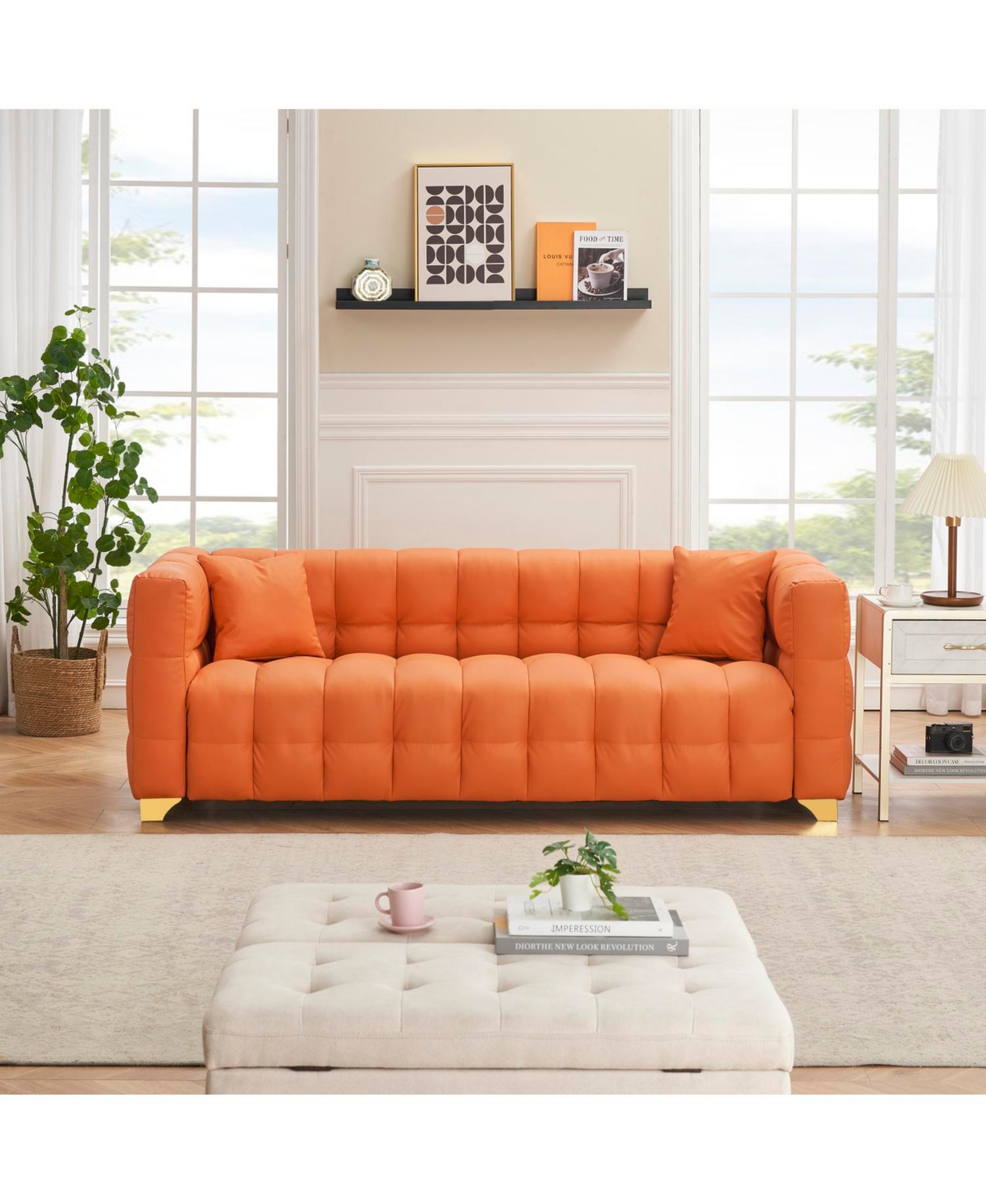 Click here for Streamdale Furniture Orange Tech Fabric 3-Seat Sof... prices