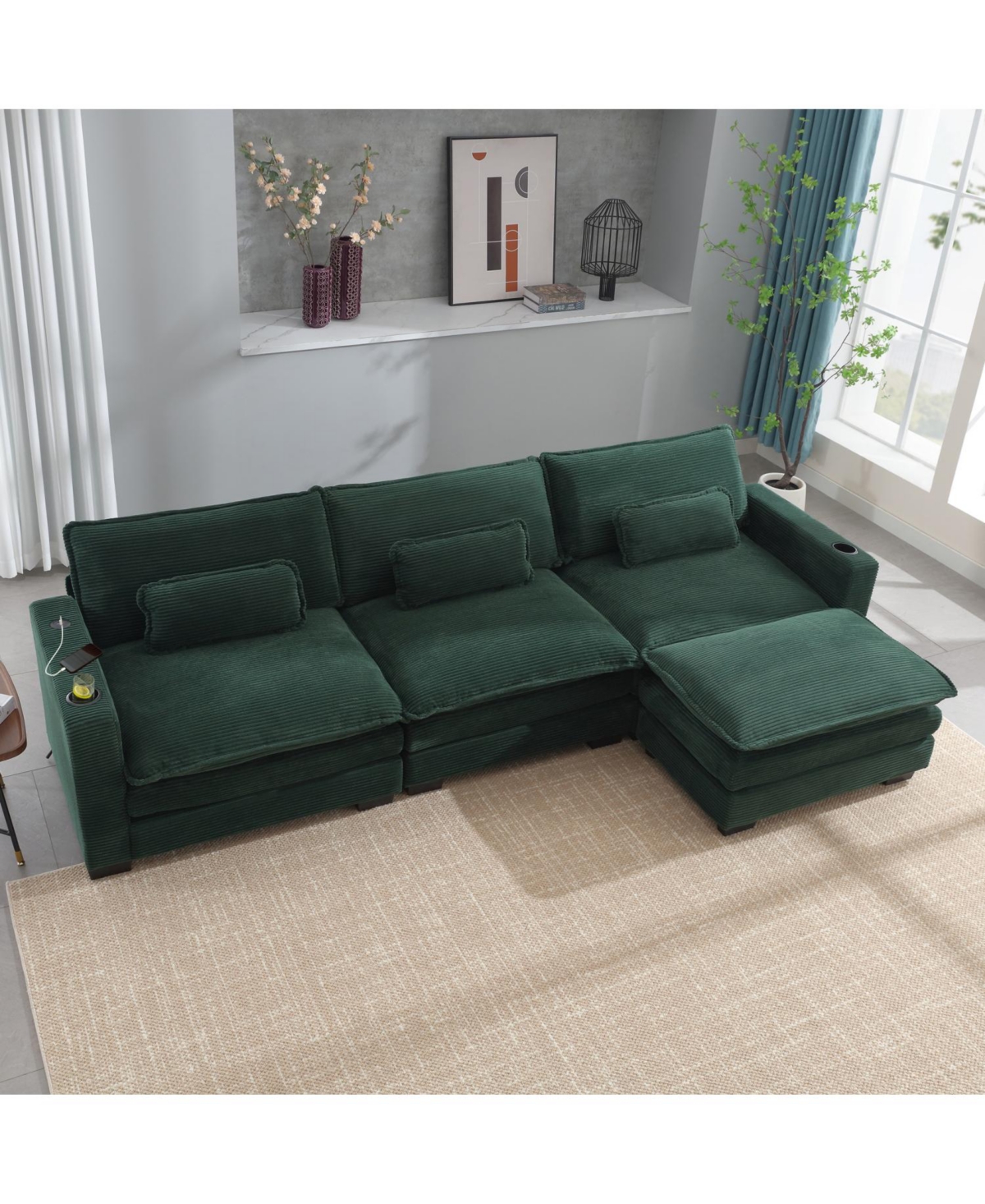 Click here for Streamdale Furniture Corduroy L Shape Sofa with Us... prices
