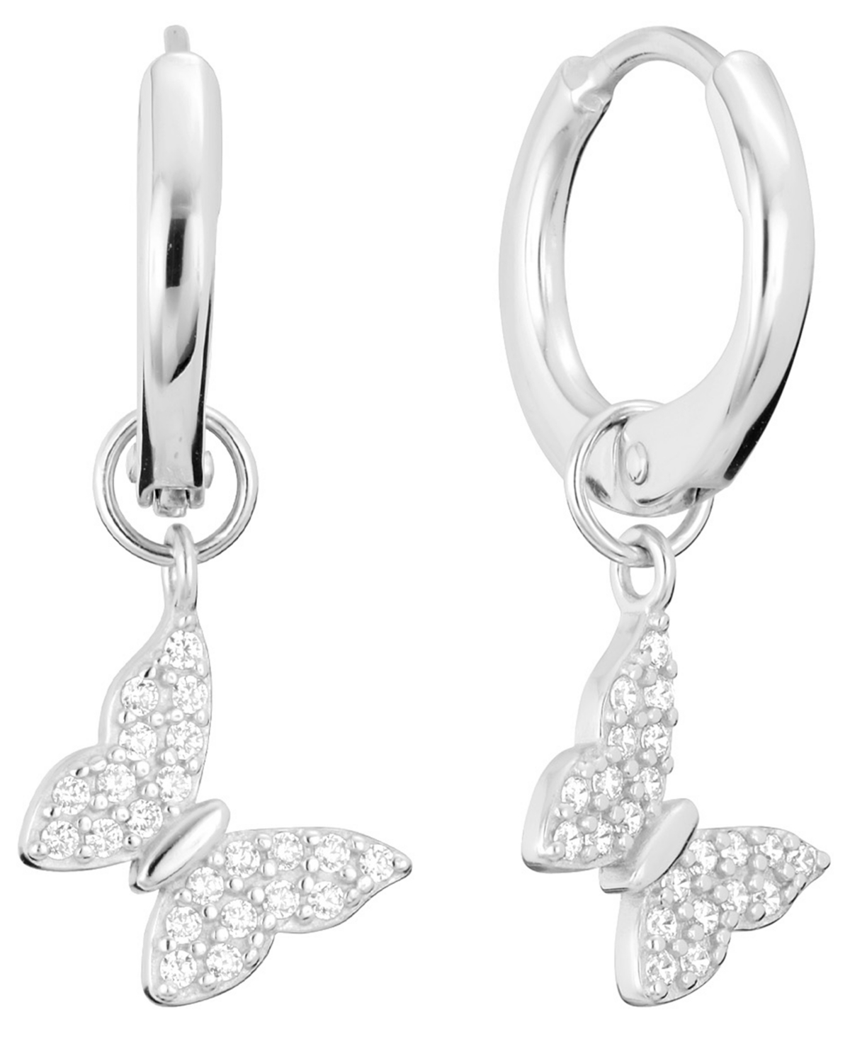 Click here for Macys Cubic Zirconia Butterfly Charm Dangle Huggie... prices