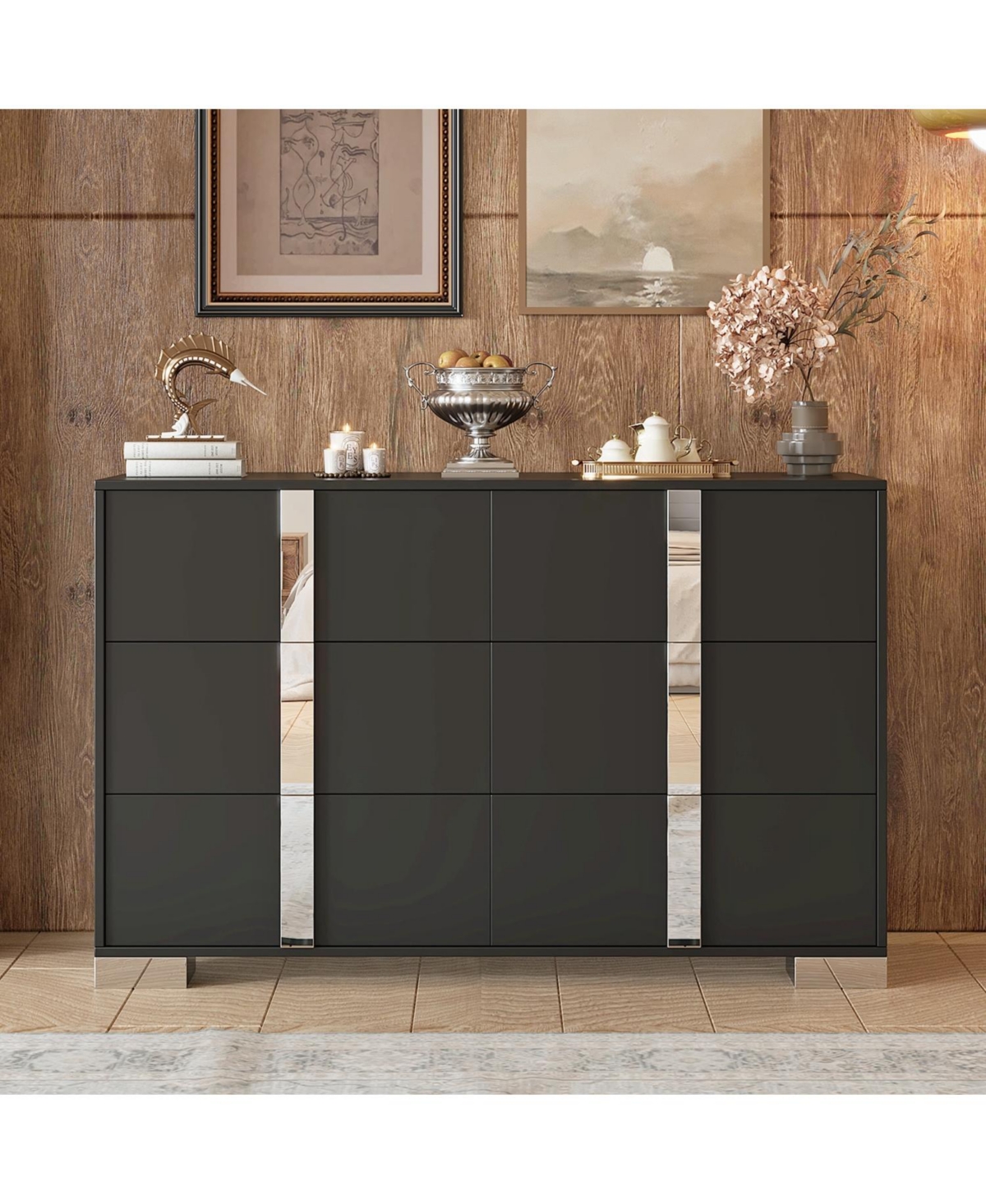 Click here for Streamdale Furniture Modern Black Dresser with Mir... prices
