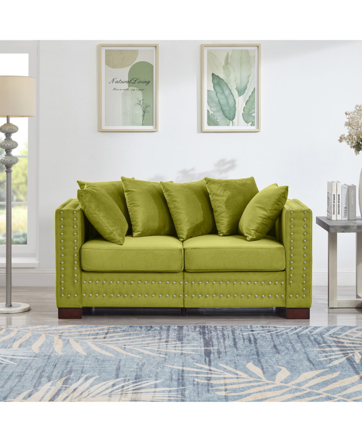 Click here for Streamdale Furniture Green Velvet Loveseat Sofa Si... prices