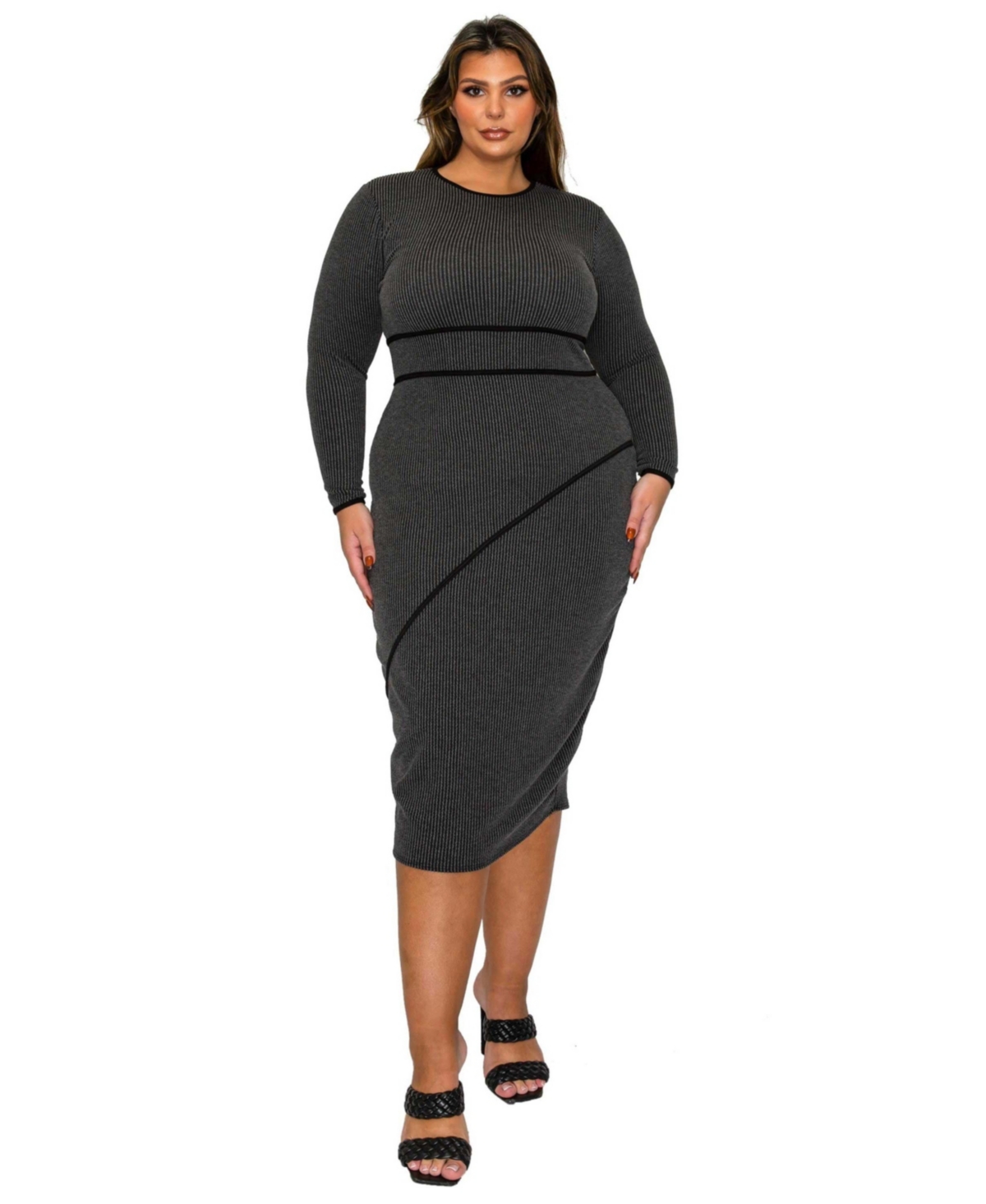 Click here for L I V D Plus Size Elora Sweater Dress - Charcoal b... prices