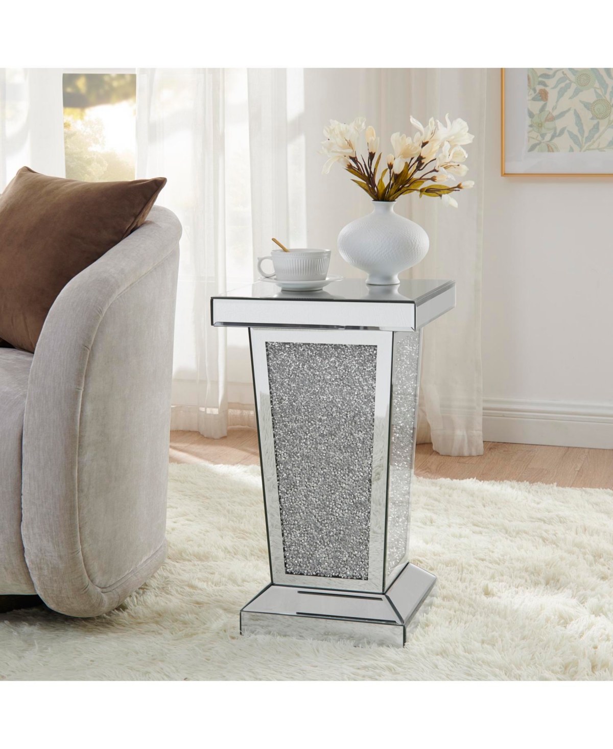 Click here for Streamdale Furniture Mirrored Crystal End Table -... prices