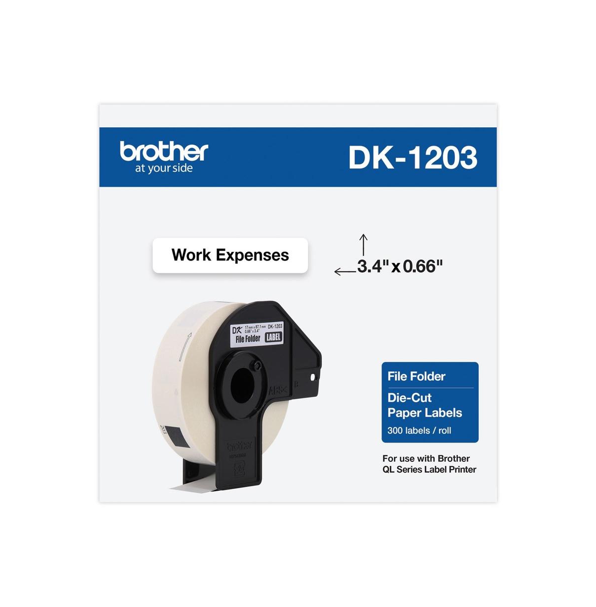 Click here for Brother DK1203 0.66 in. x 3.4 in. Die-Cut File Fol... prices
