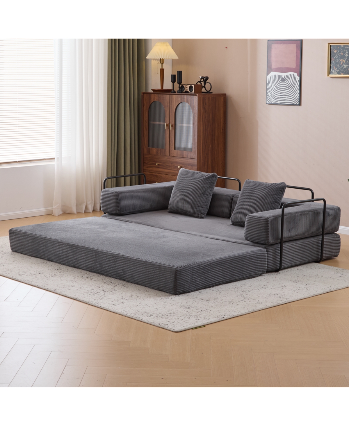 Click here for Streamdale Furniture Corduroy Floor Sofa Bed - Dar... prices