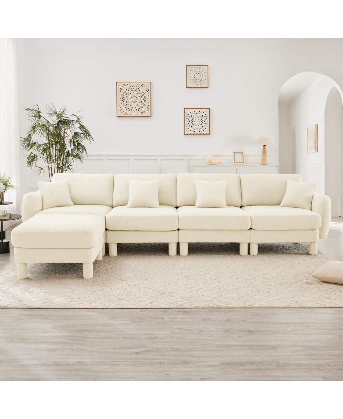 Click here for Streamdale Furniture Beige Boucle Convertible Sect... prices