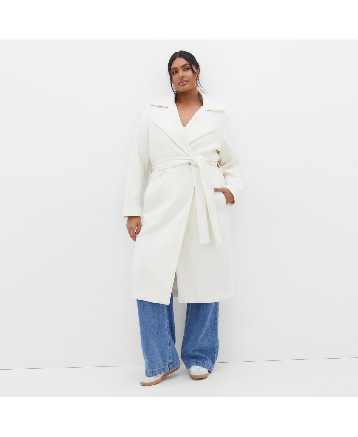 Click here for City Chic Womens Riley Row Belted Coat - Cream prices