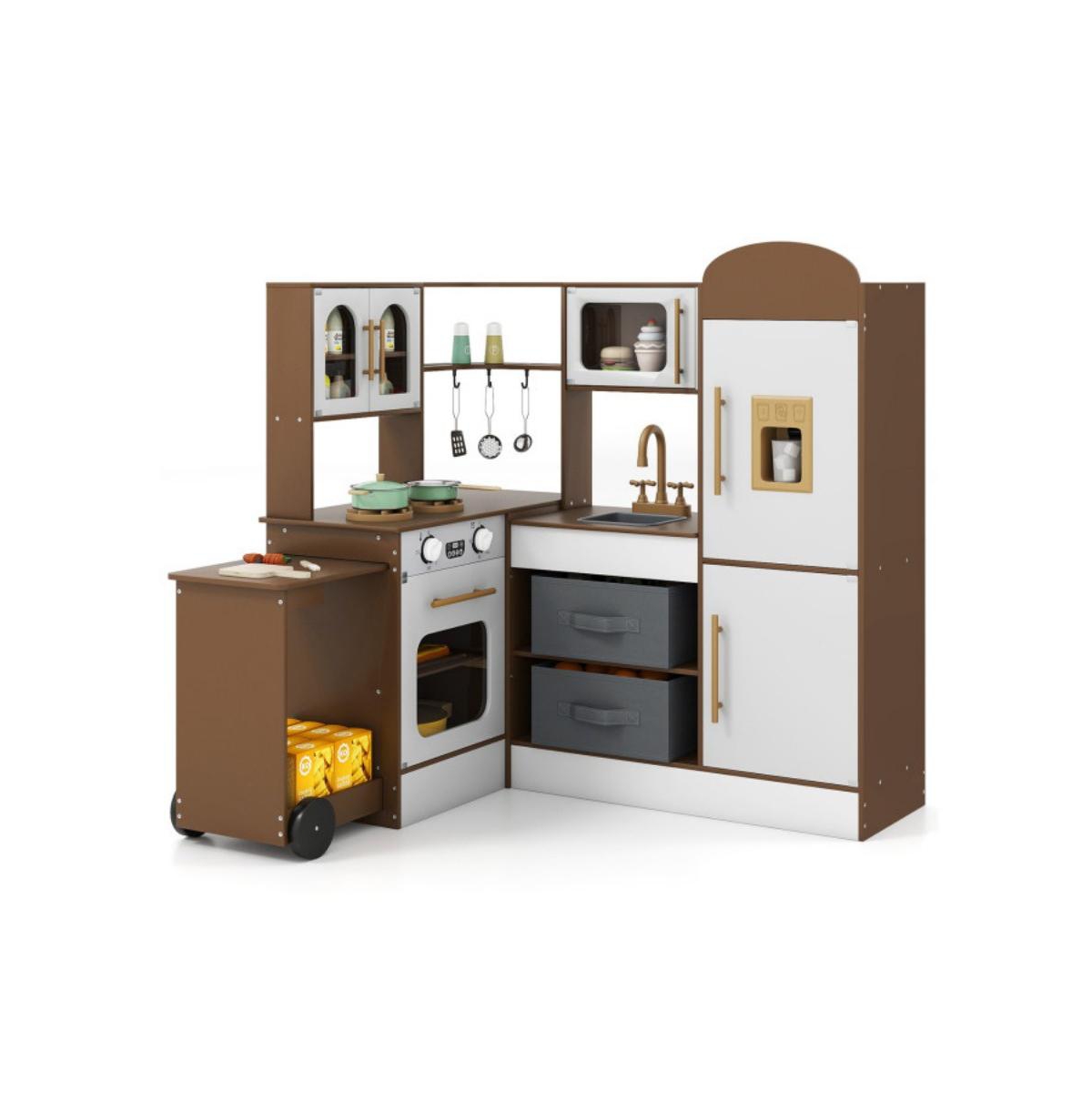 Click here for Hongge Kids Corner Wooden Play Kitchen with Lights... prices