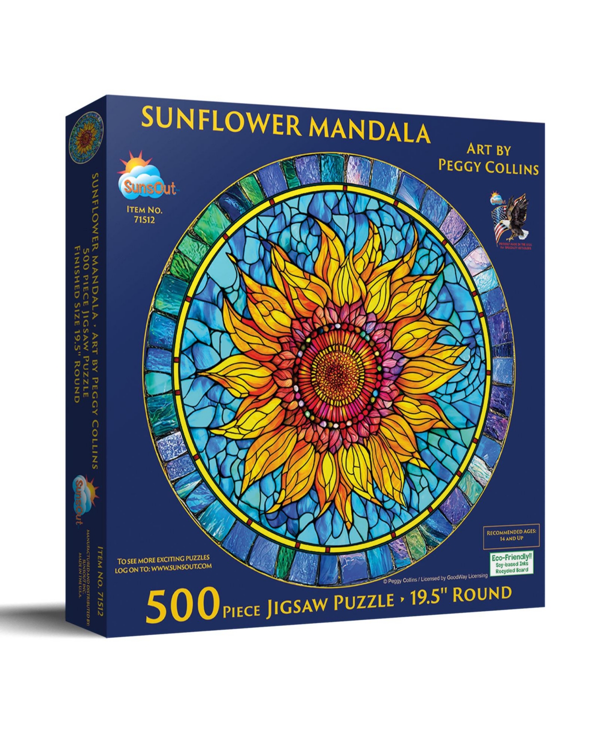 Click here for SunsOut Sunflower Mandala 500 piece Jigsaw Puzzle... prices