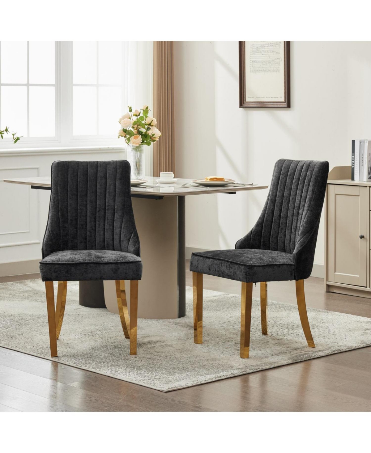 Click here for Streamdale Furniture Chenille Dining Chairs Set of... prices