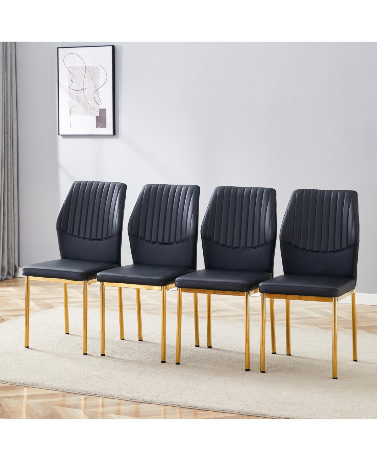 Click here for Streamdale Furniture Luxury Black Pu Dining Chairs... prices