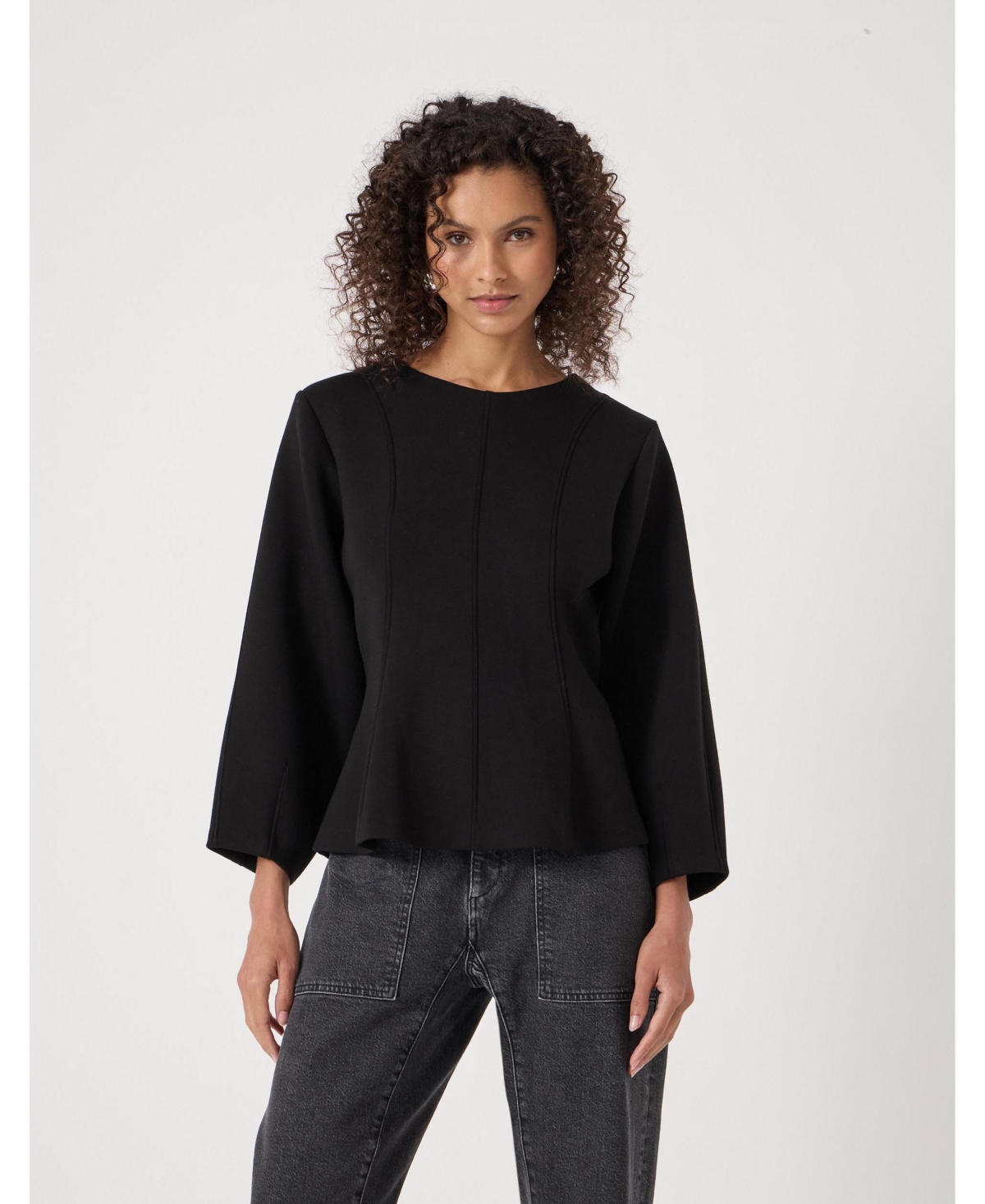 Click here for Hush Womens Seam Detail Smart Jersey Top - Black prices