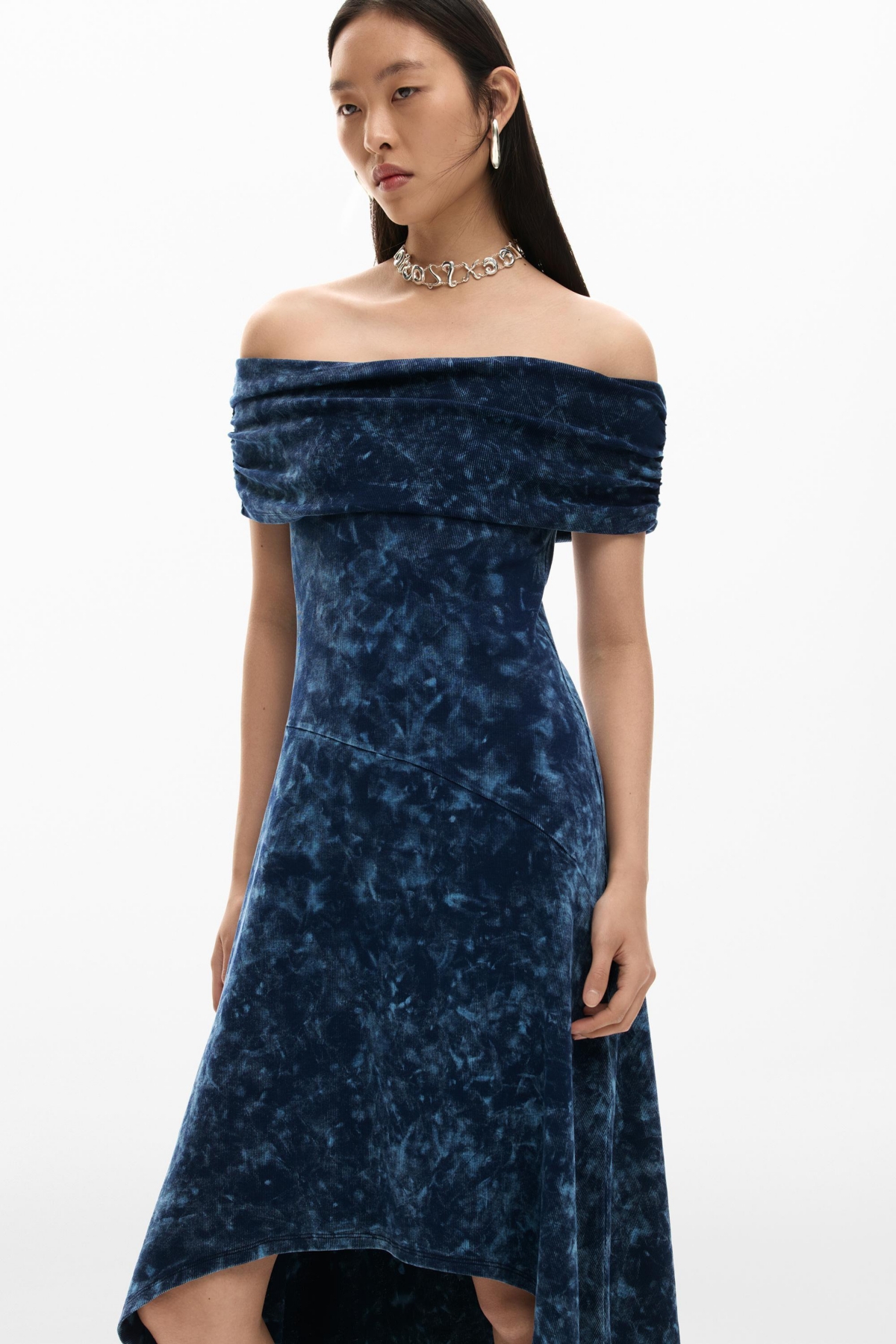 Click here for Desigual Womens Asymmetric Tie-Dye Dress - Blue prices