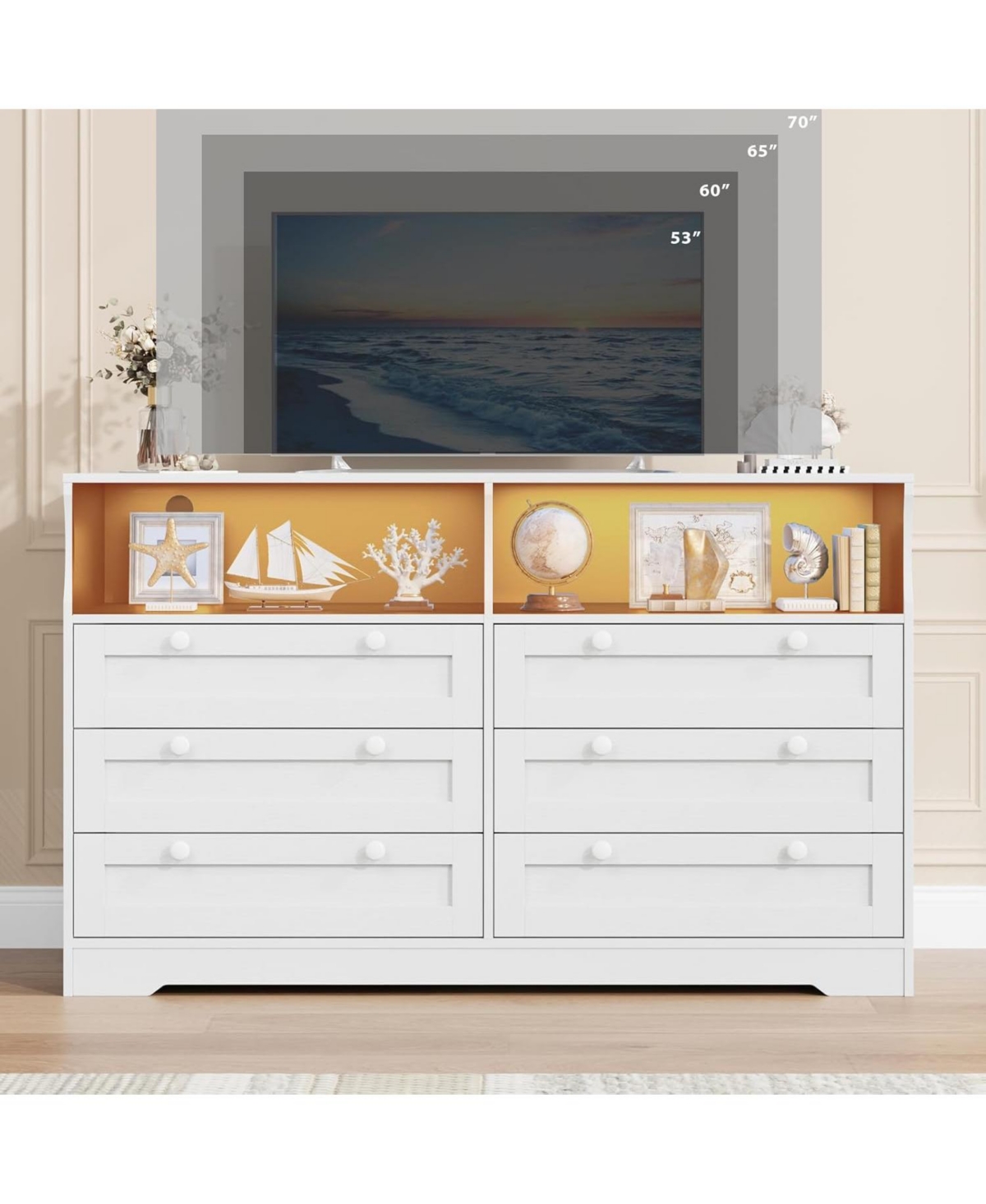 Click here for gaomon 6-Drawer Modern Dresser with Power Outlet &... prices