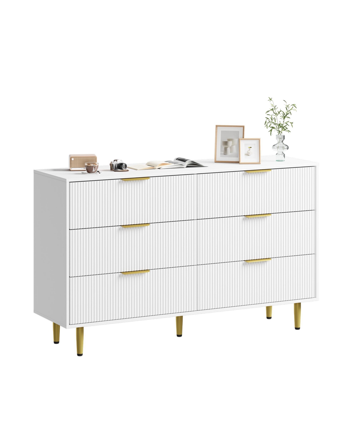 Click here for gaomon Modern Fluted Drawer Dresser Wood Chest of... prices