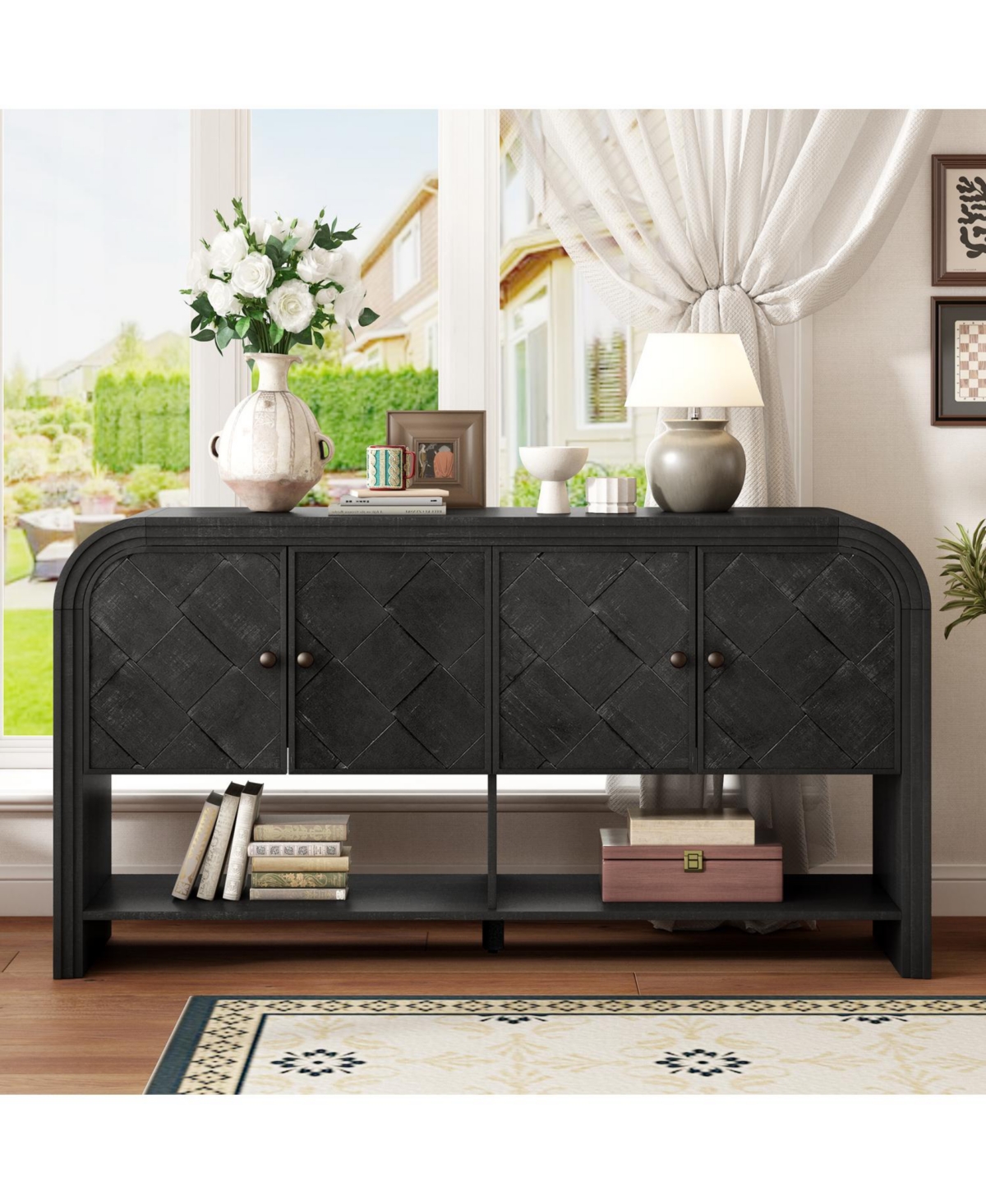 Click here for Streamdale Furniture Woven Console Table - Black prices