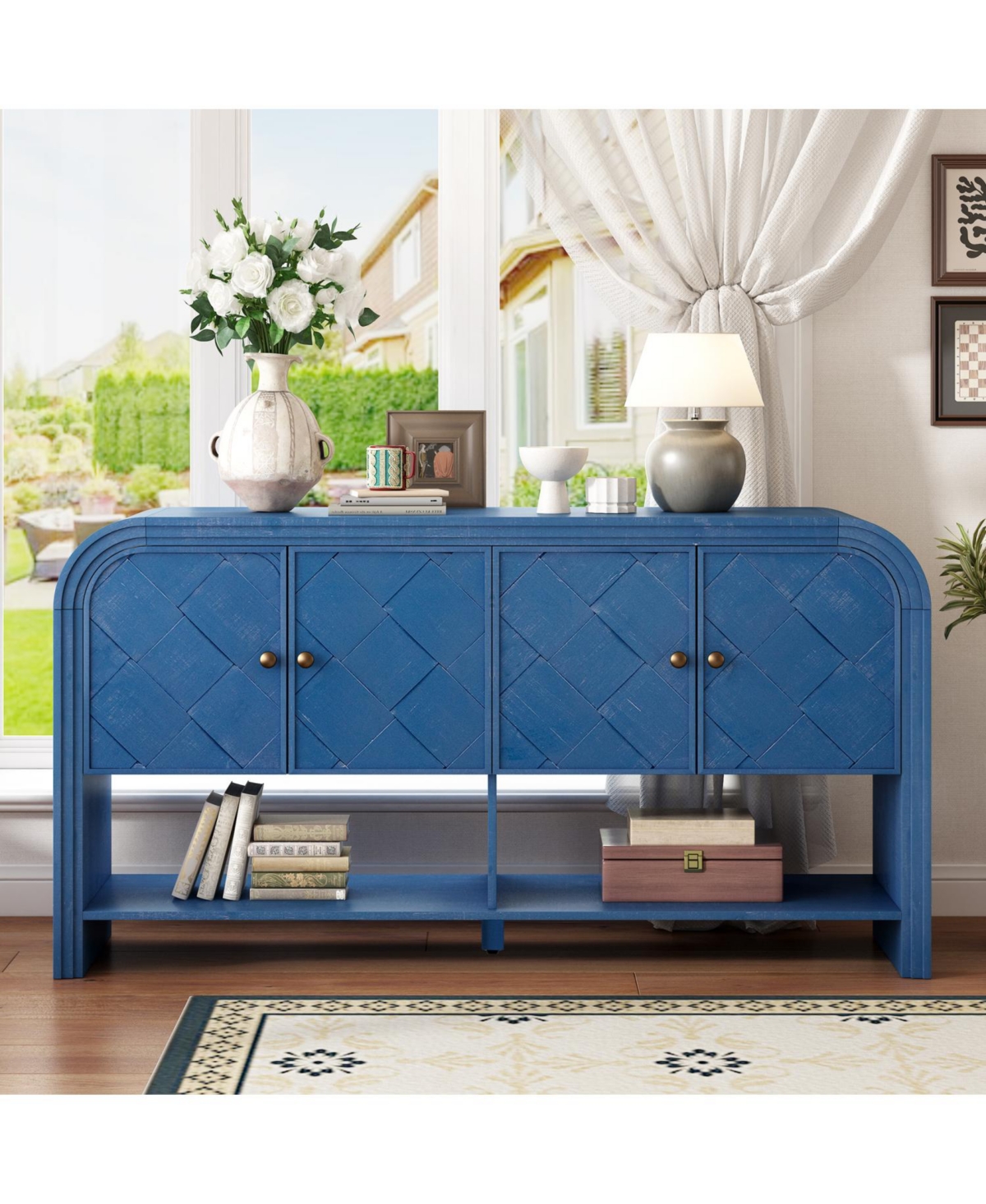 Click here for Streamdale Furniture Woven Console Table - Navy bl... prices