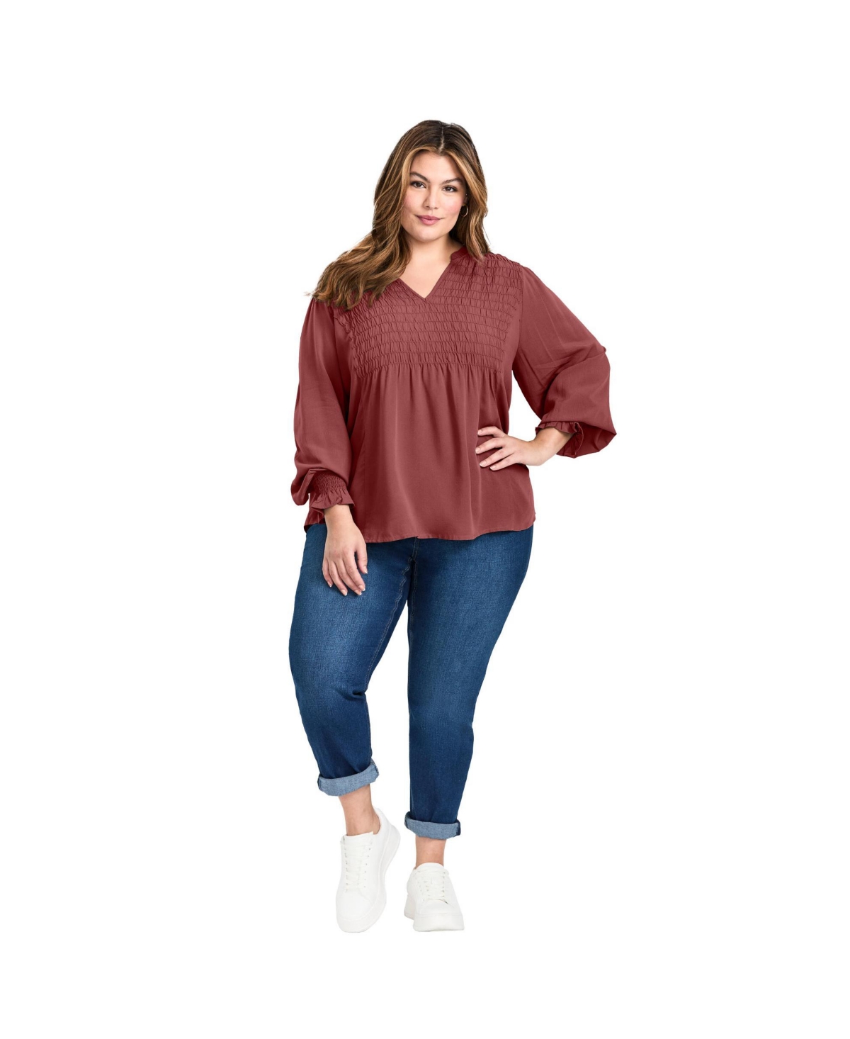 Click here for Avenue Womens Plus Size Marcie Shirred Detail Blou... prices