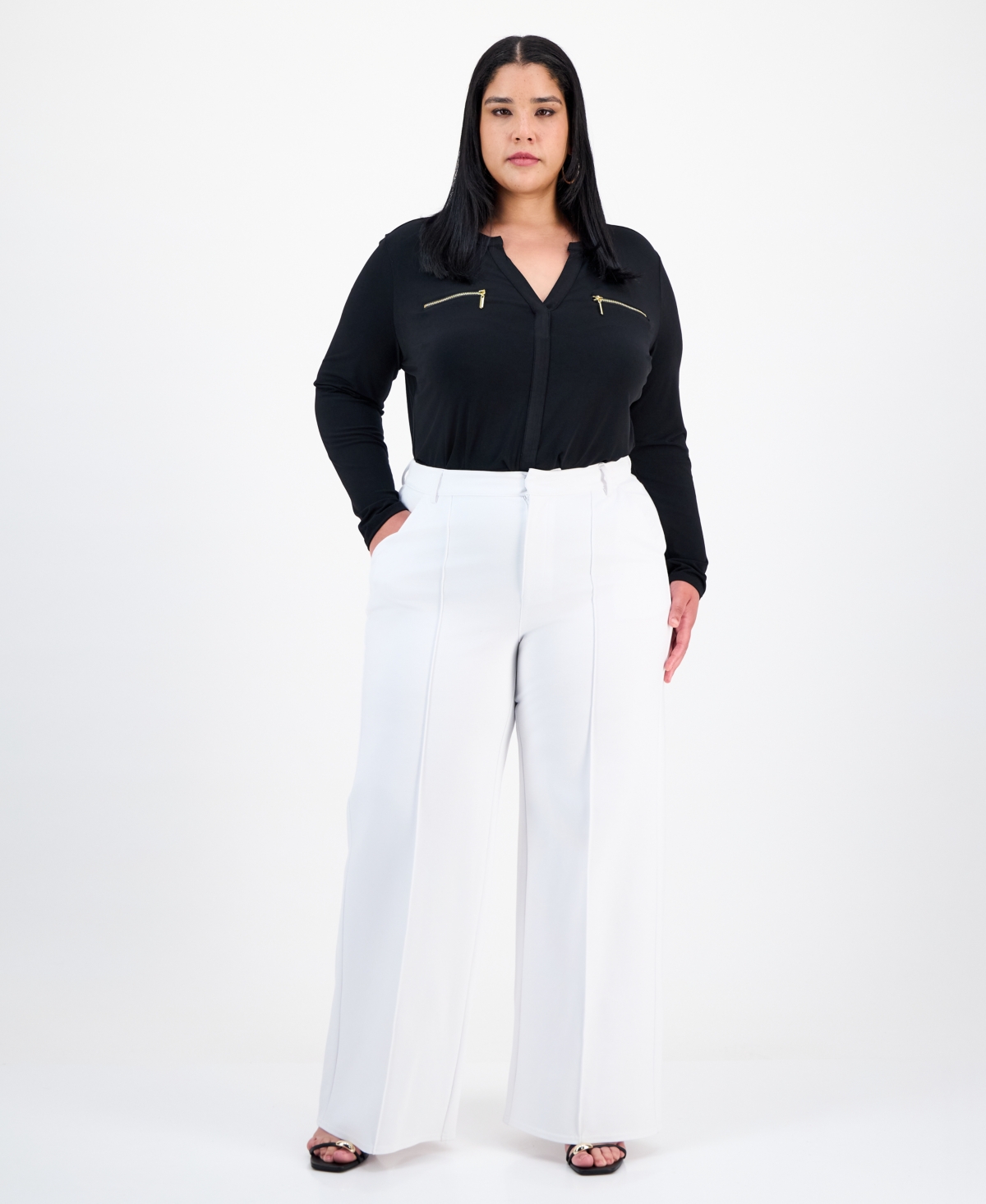 Click here for Bar Iii Trendy Plus Size High-Rise Wide-Leg Ponte-... prices
