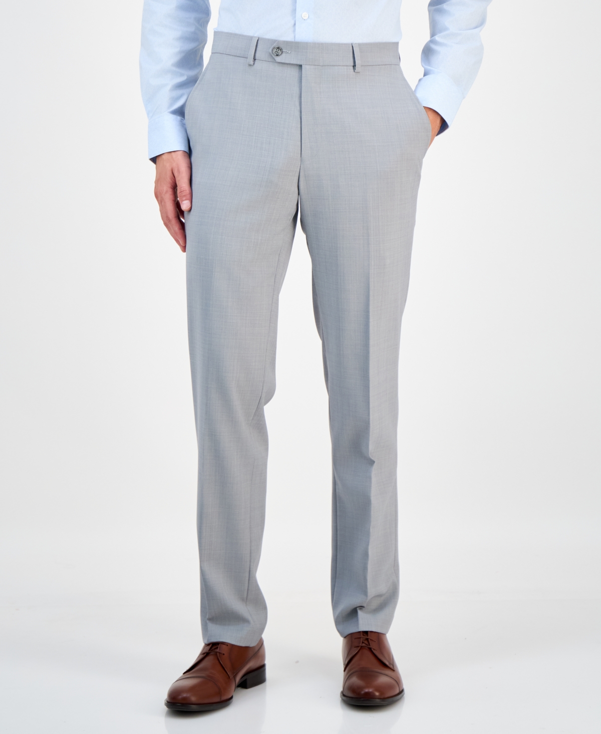 Bar Iii Mens Slim-Fit Wool Sharkskin Suit Pants  Created for Macys - Light Grey