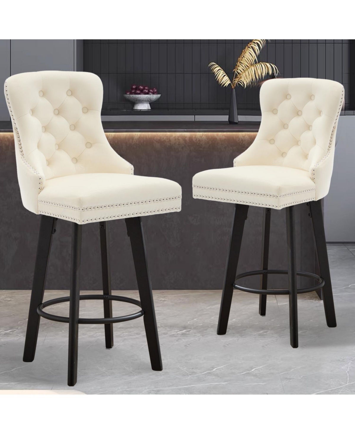 Click here for Streamdale Furniture Velvet Swivel Bar Stools with... prices