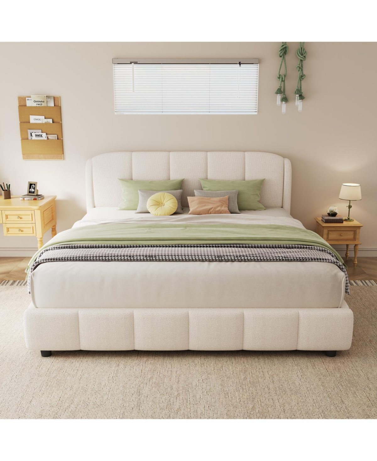 Click here for Streamdale Furniture Boucle Fabric Platform Bed wi... prices