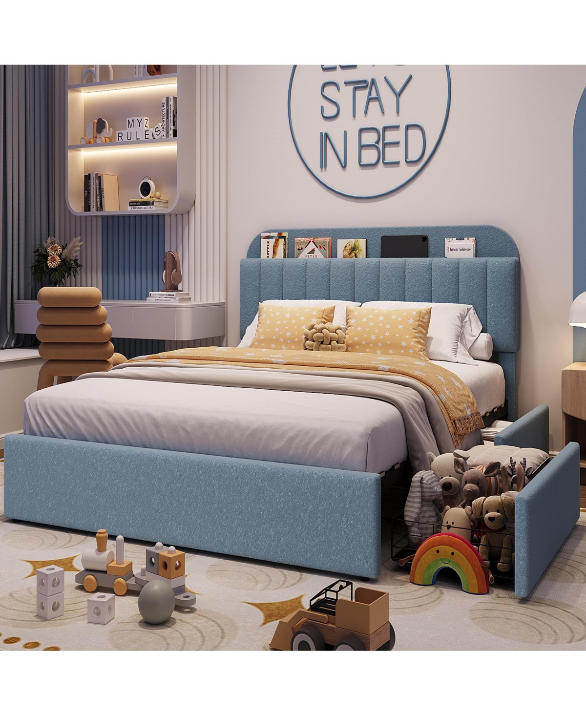 Click here for gaomon Full Bed Frame with Storage Headboard  Girl... prices