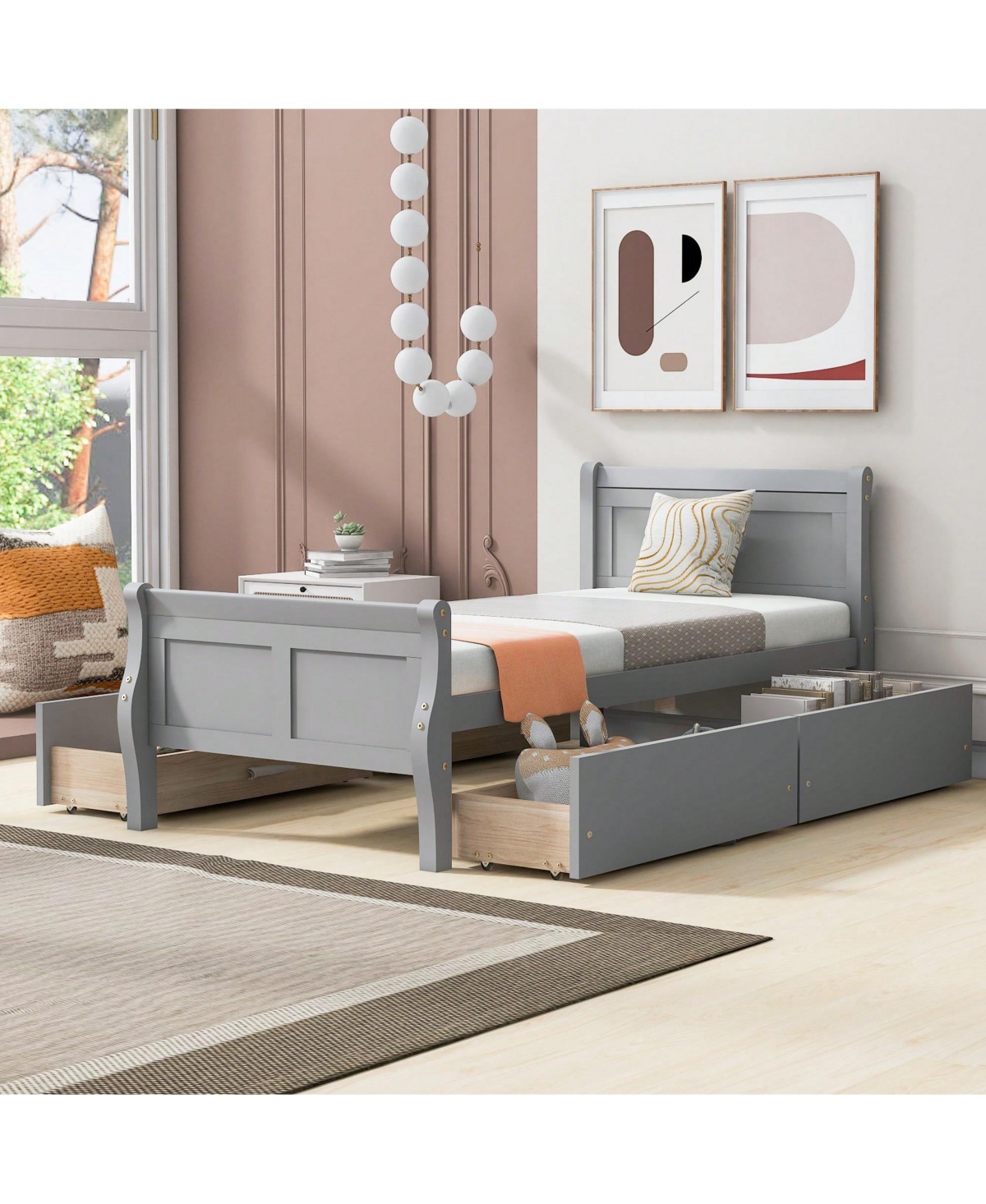 Click here for gaomon Twin Size Wood Platform Bed With 4 Drawers... prices