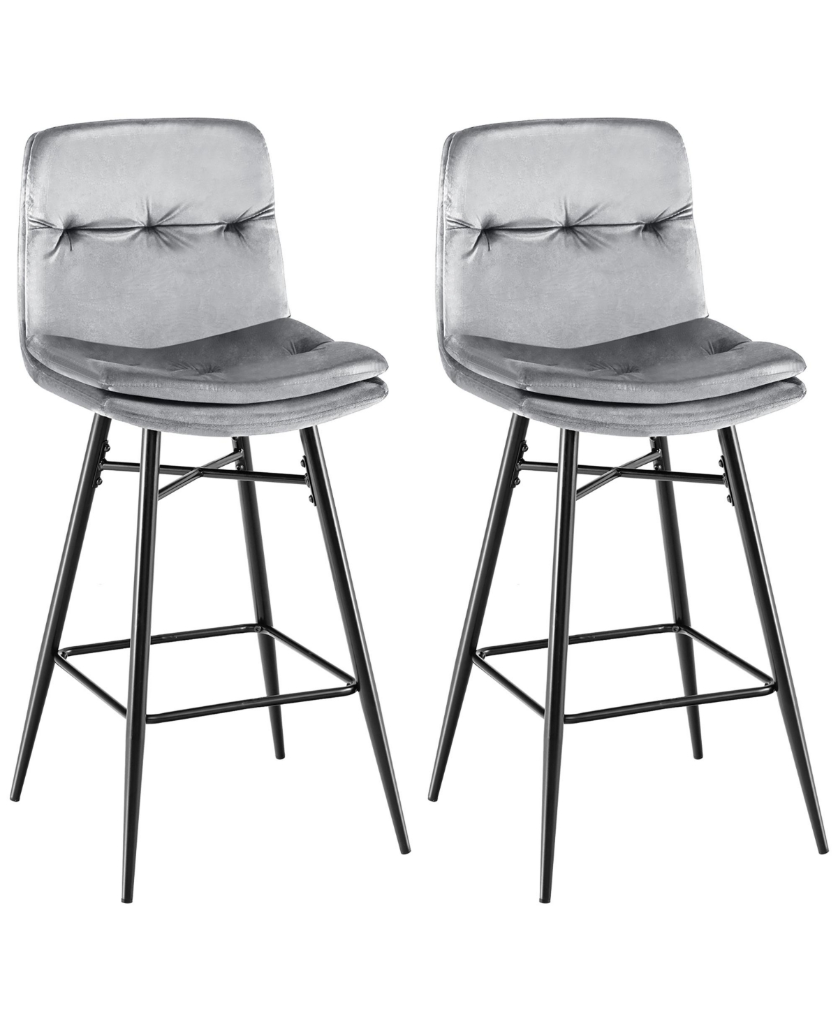 Click here for Costway Set of 2 Velvet Bar Stools Bar Height Kitc... prices