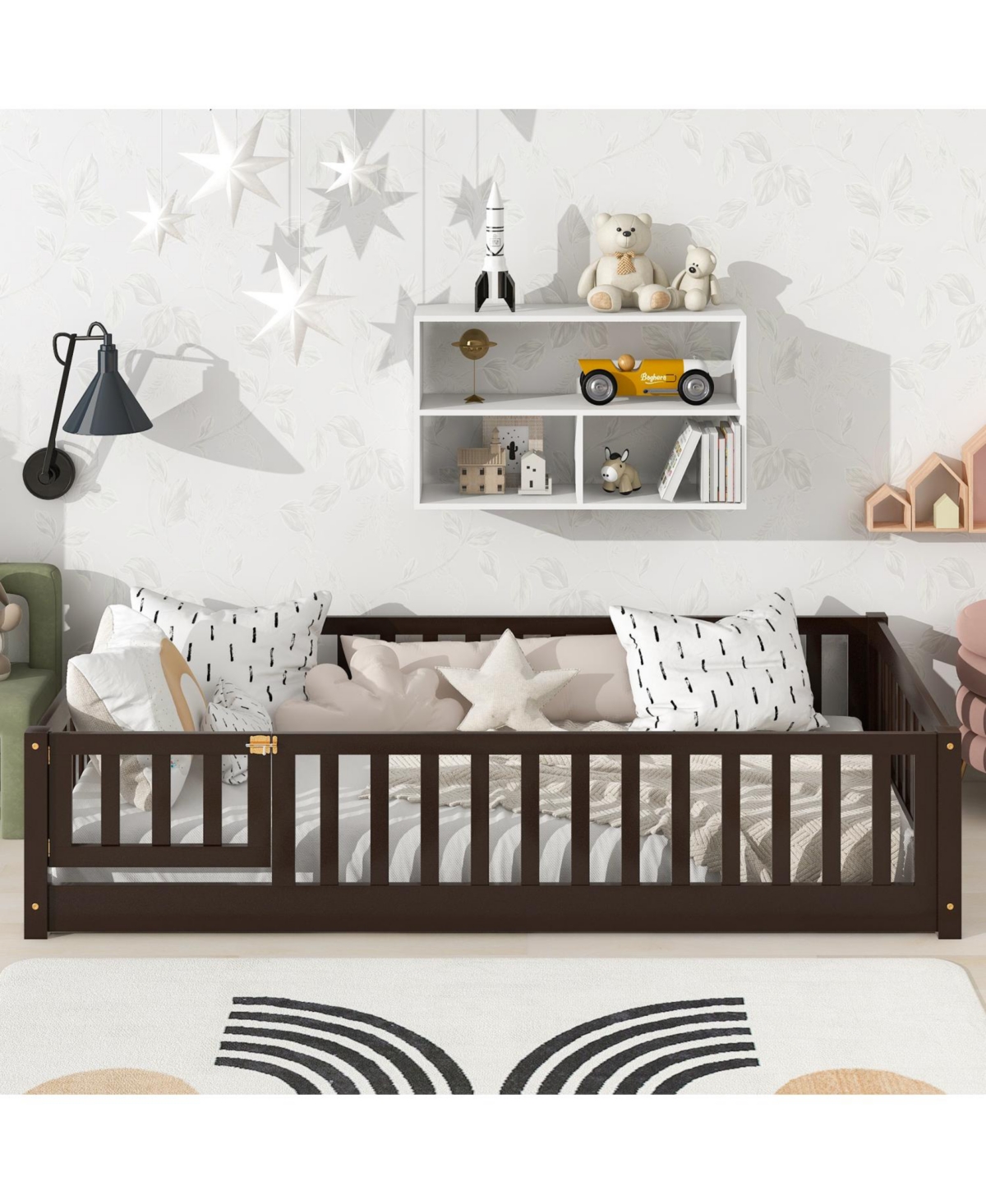 Click here for Streamdale Furniture Twin Espresso Floor Bed with... prices