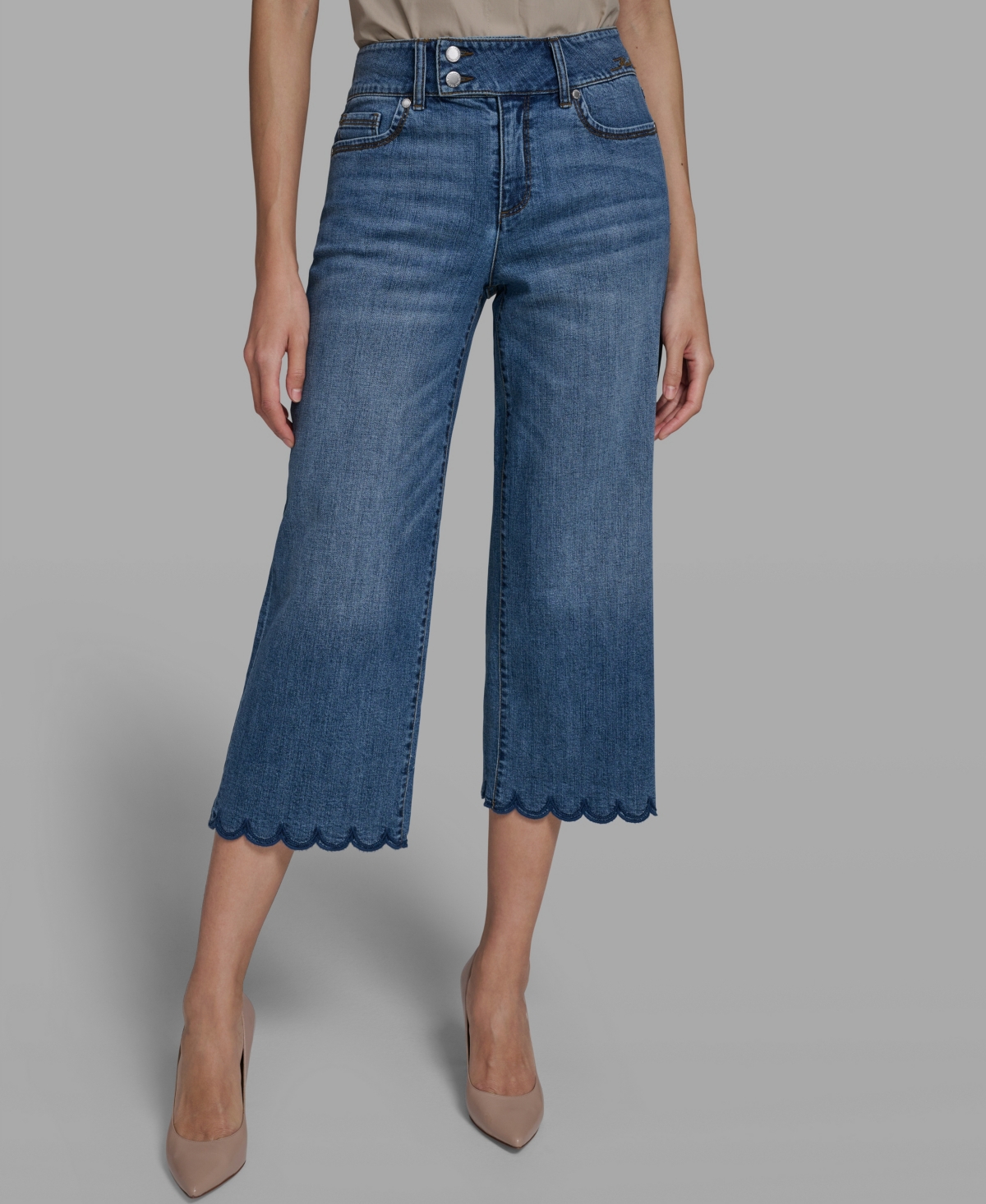 Click here for Karl Lagerfeld Paris Womens Scallop Cropped Denim... prices