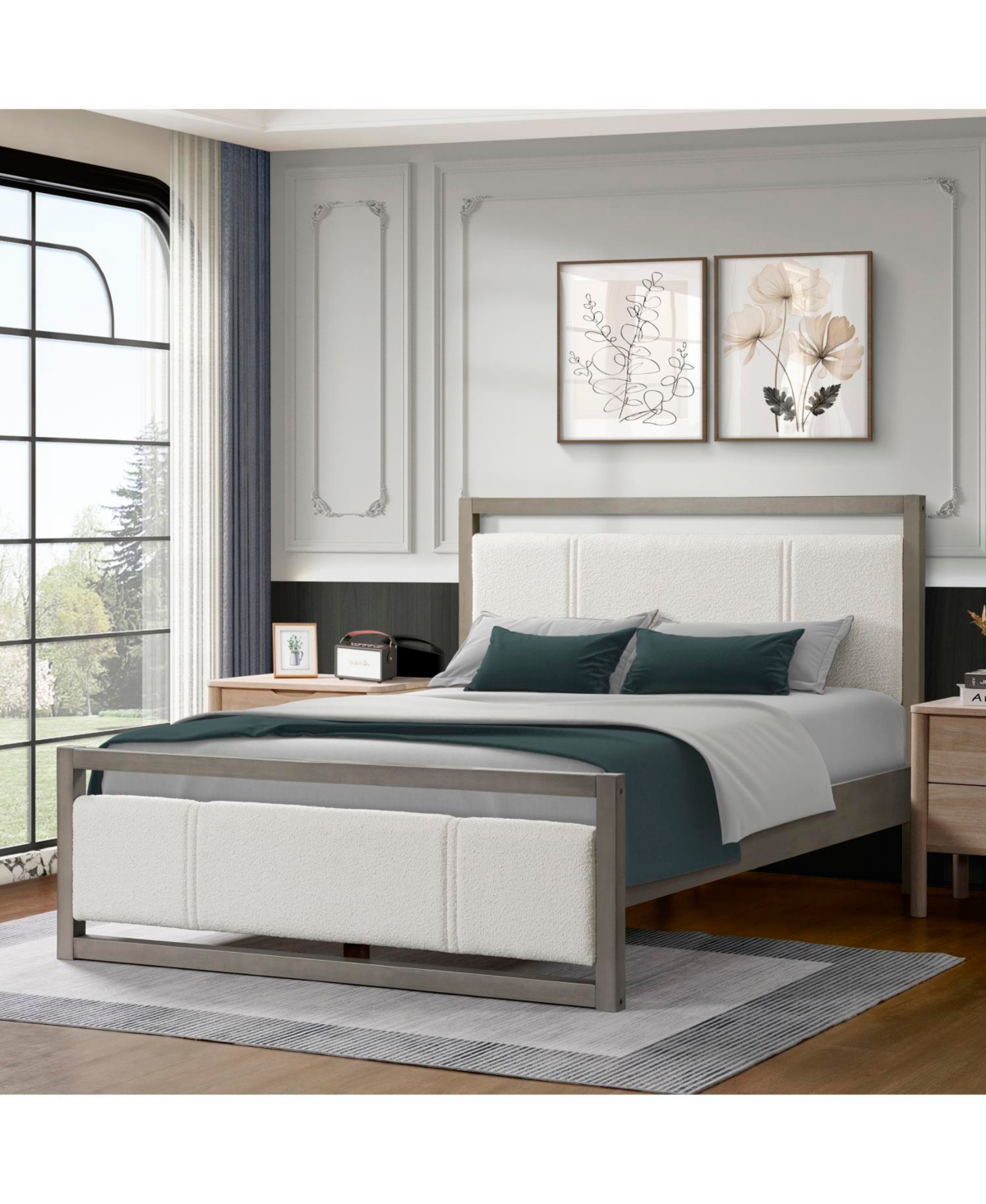 Click here for Streamdale Furniture Queen Bed with Boucle Fabric... prices