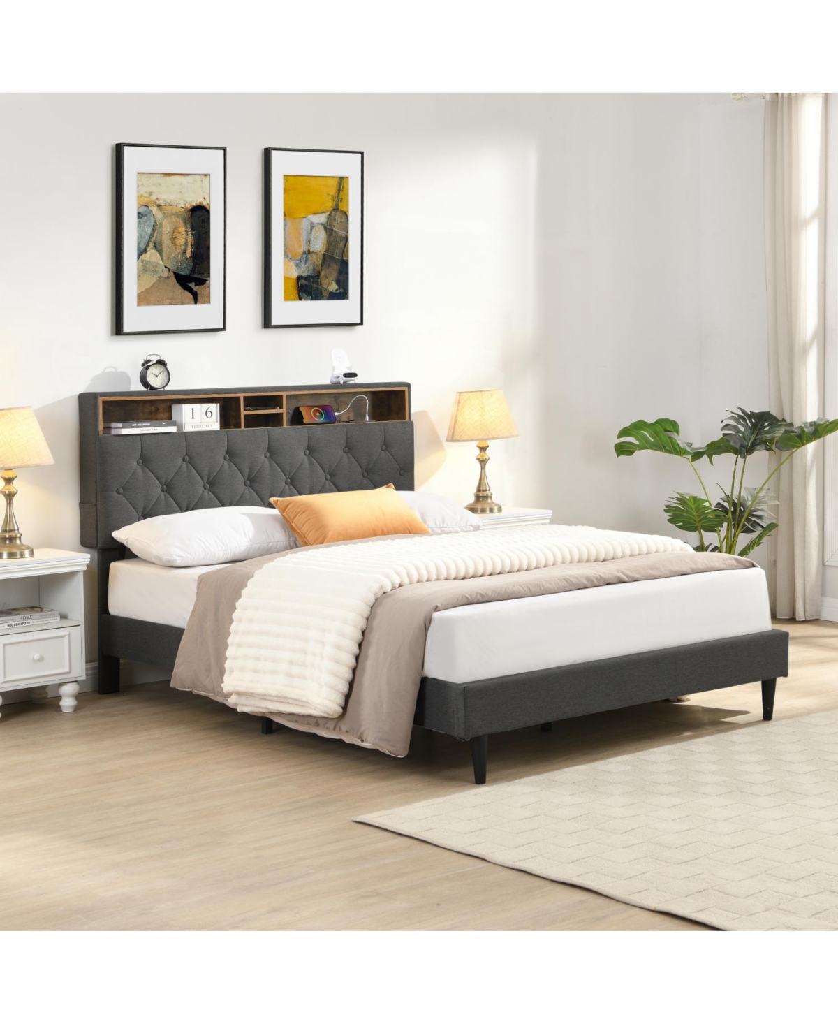 Click here for Streamdale Furniture Queen Upholstered Platform Be... prices