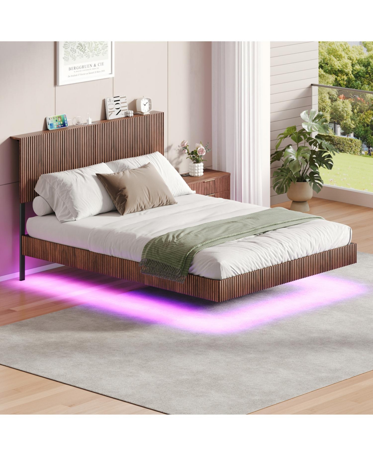 Click here for Streamdale Furniture Walnut Queen Bed with Chargin... prices