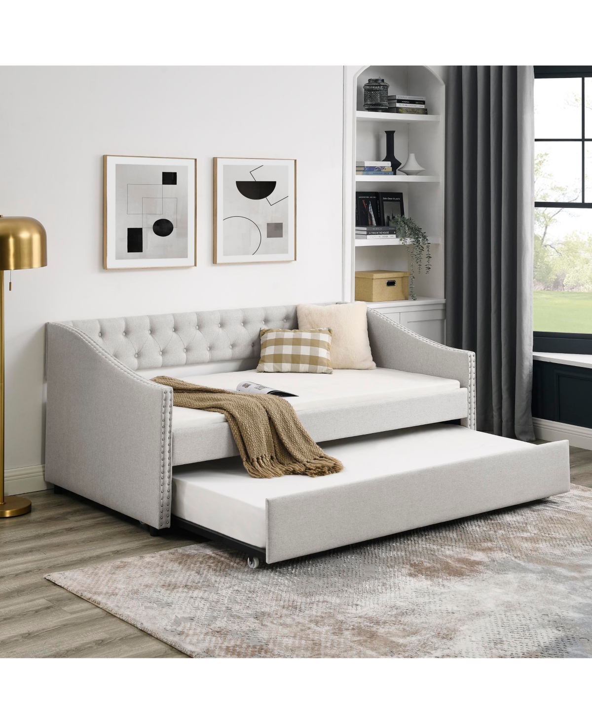 Click here for Lovmor Twin Size Daybed with Twin Size Trundle Uph... prices