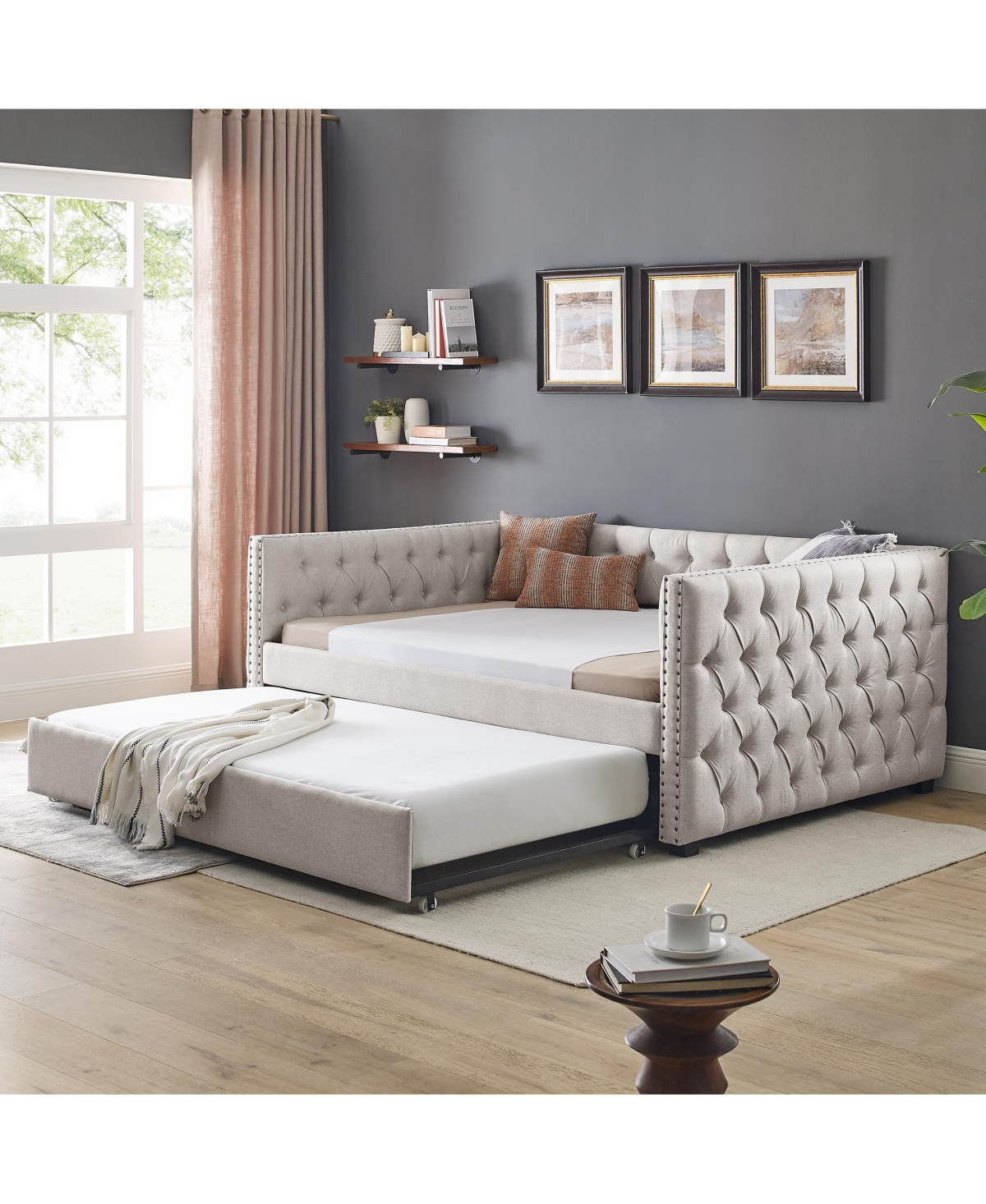 Click here for Lovmor Daybed with Trundle Upholstered Tufted Sofa... prices