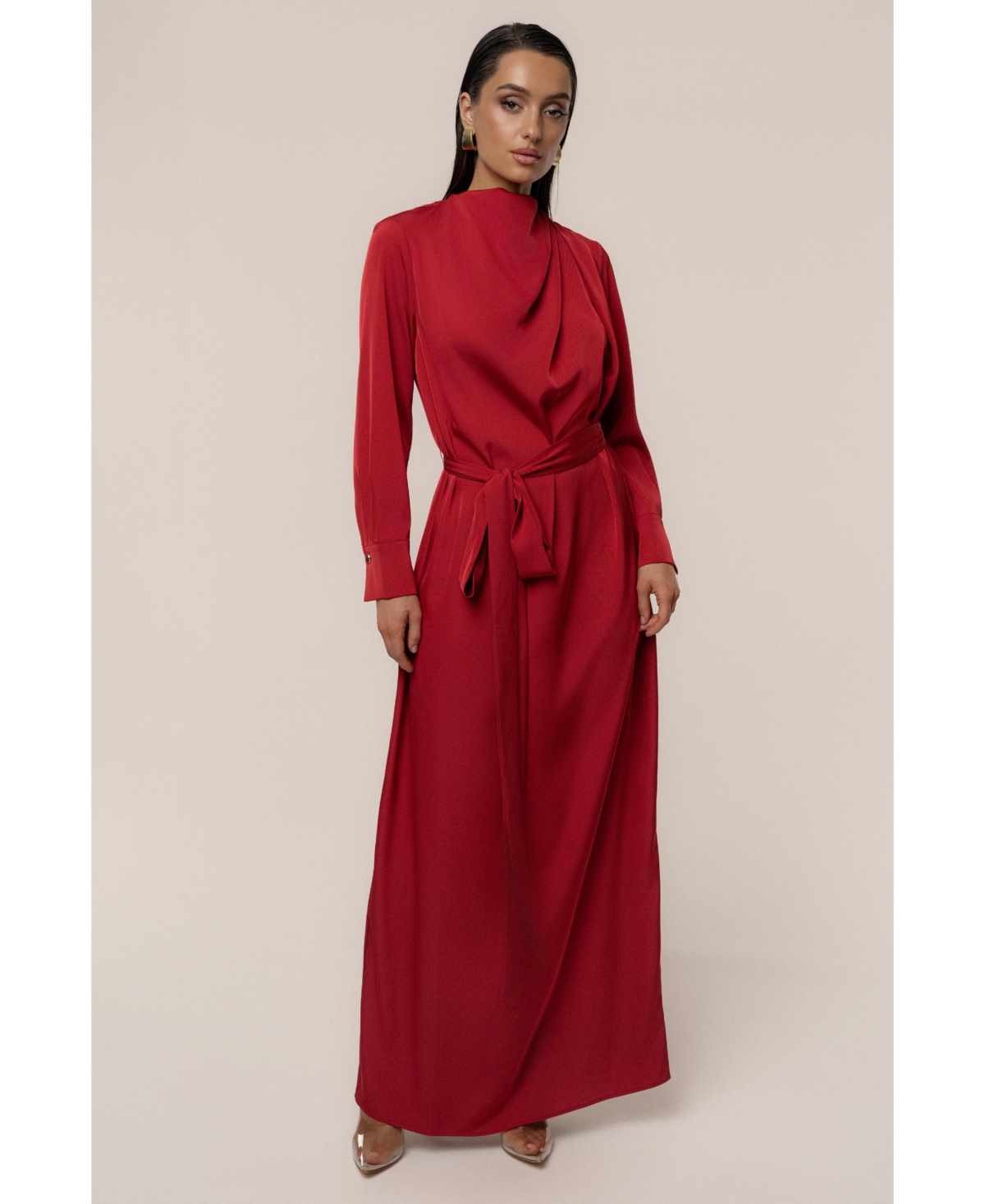 Click here for Jluxlabel Womens Victoria Satin Maxi Dress - Red prices