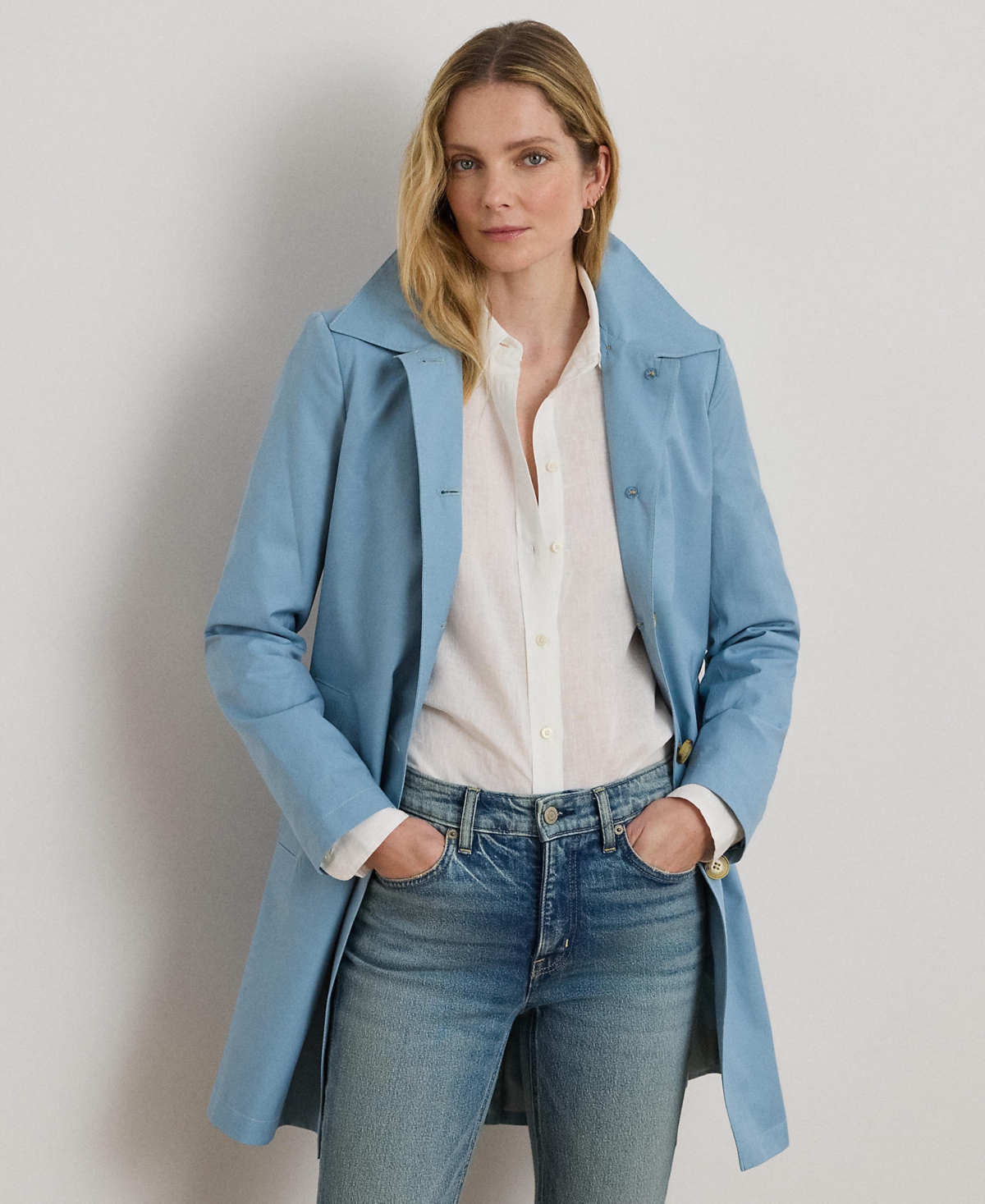 Click here for Lauren Ralph Lauren Womens Hooded Raincoat - Blue... prices