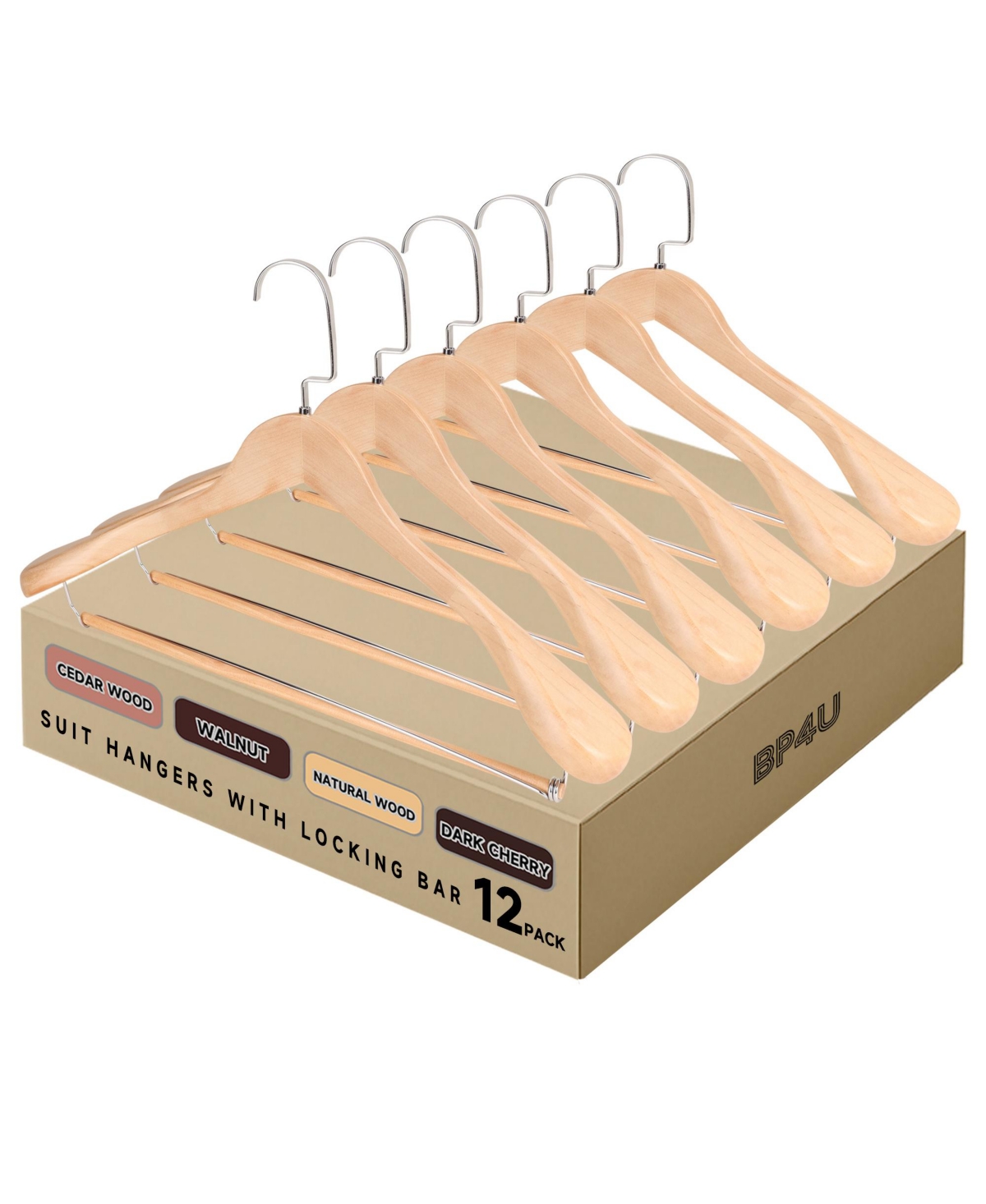 Click here for BP4U Premium Wide Shoulder Wooden Suit Hangers  He... prices