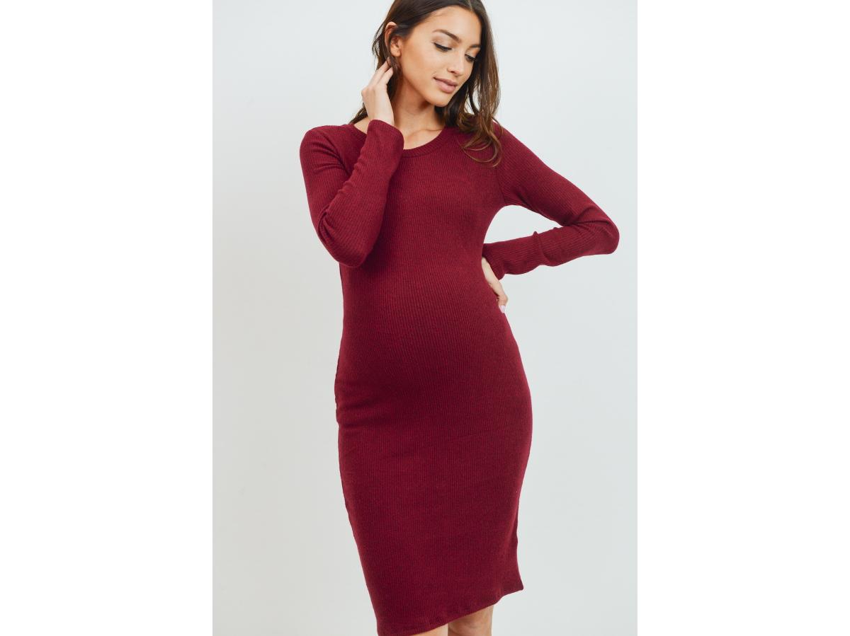 Click here for Hello Miz Maternity Ribbed Knit Long Sleeve Dress... prices