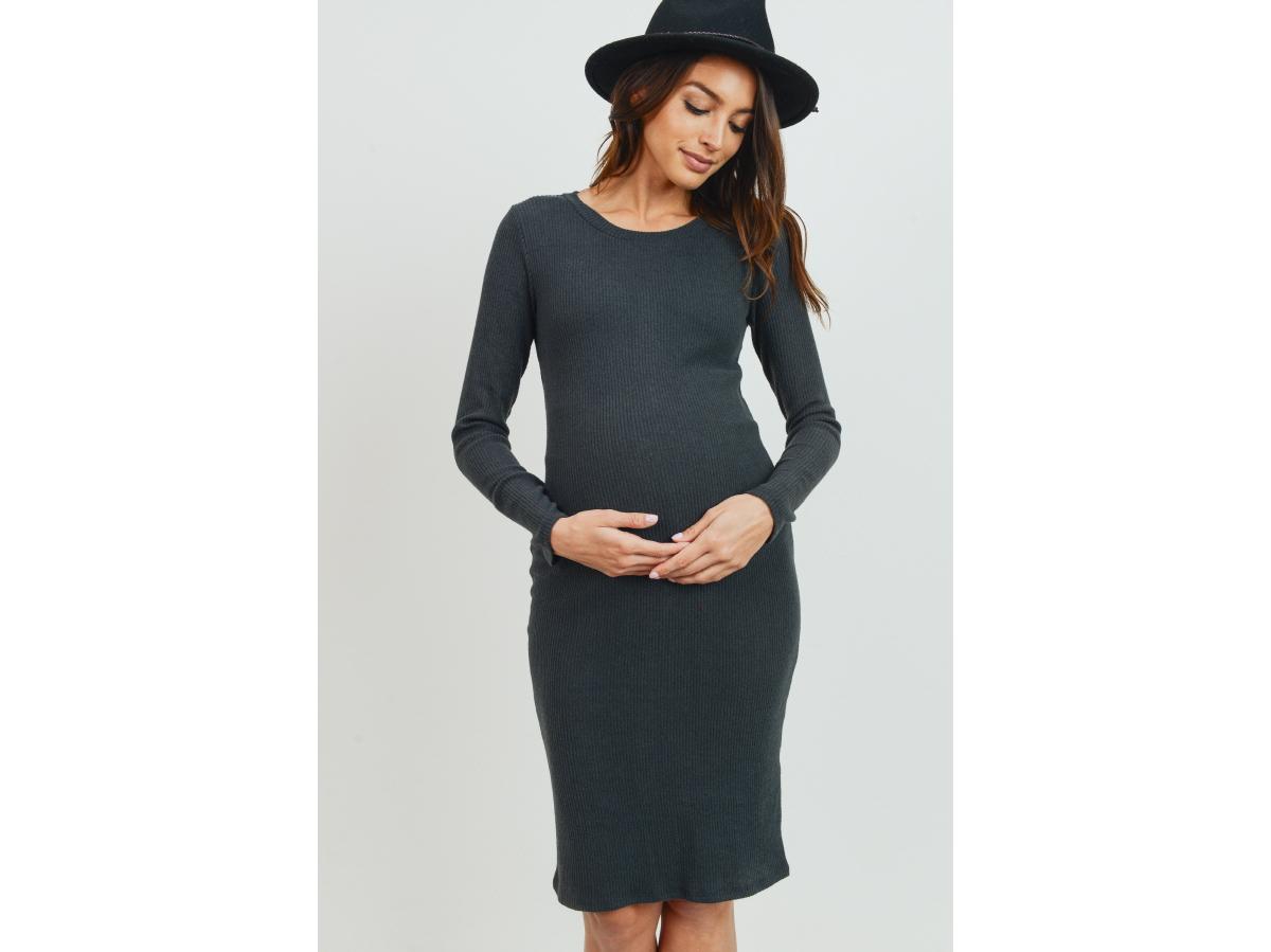 Click here for Hello Miz Maternity Ribbed Knit Long Sleeve Dress... prices