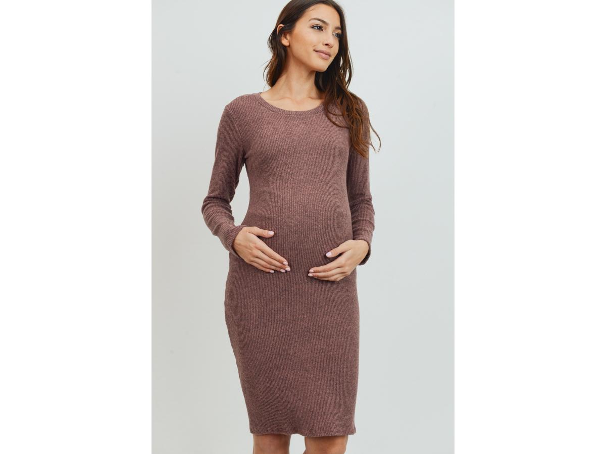 Click here for Hello Miz Maternity Ribbed Knit Long Sleeve Dress... prices
