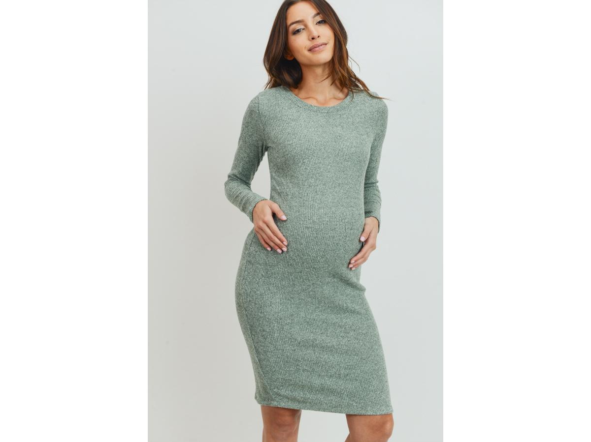 Click here for Hello Miz Maternity Ribbed Knit Long Sleeve Dress... prices