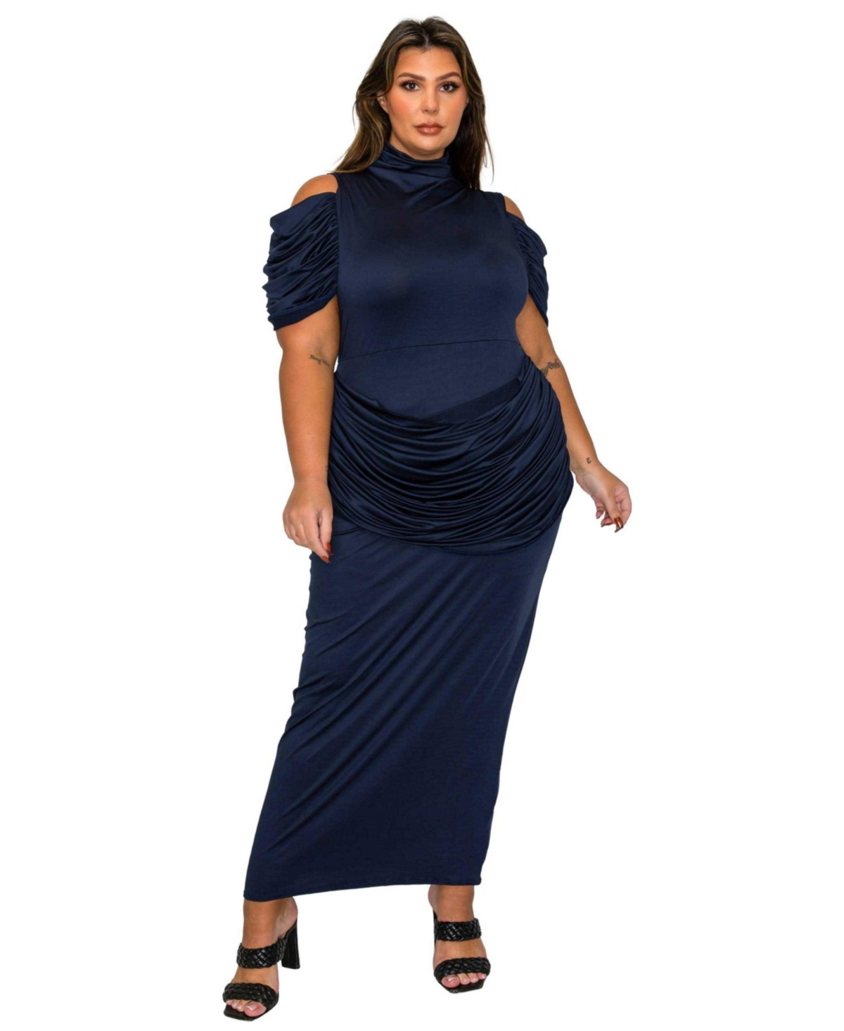 Click here for L I V D Plus Size Seraphina Statement Dress - Navy prices