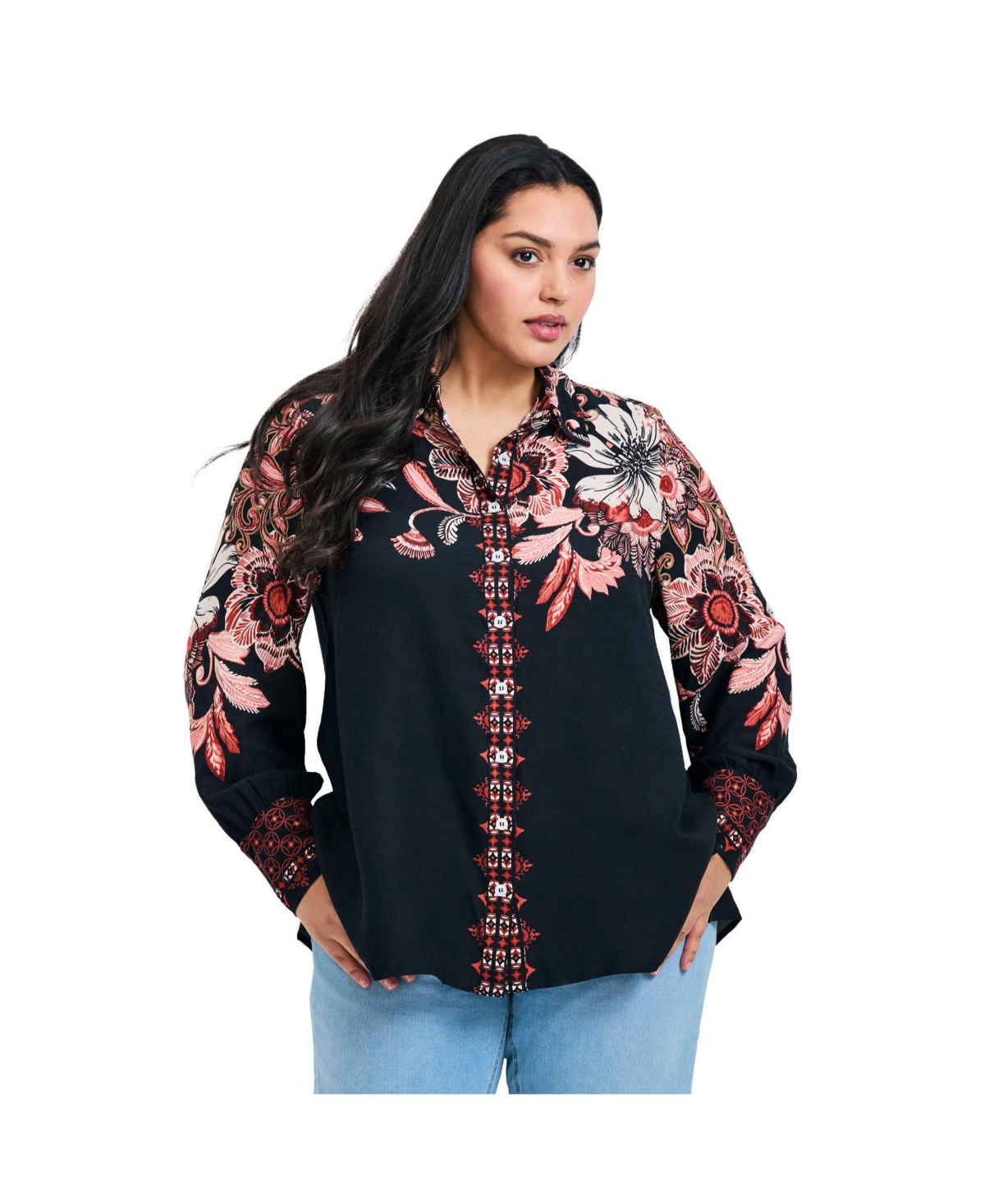 Click here for Avenue Womens La Luna Button Down Shirt - Amber prices