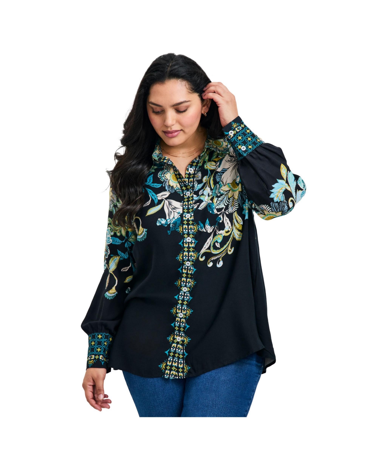 Click here for Avenue Womens La Luna Button Down Shirt - La la la... prices