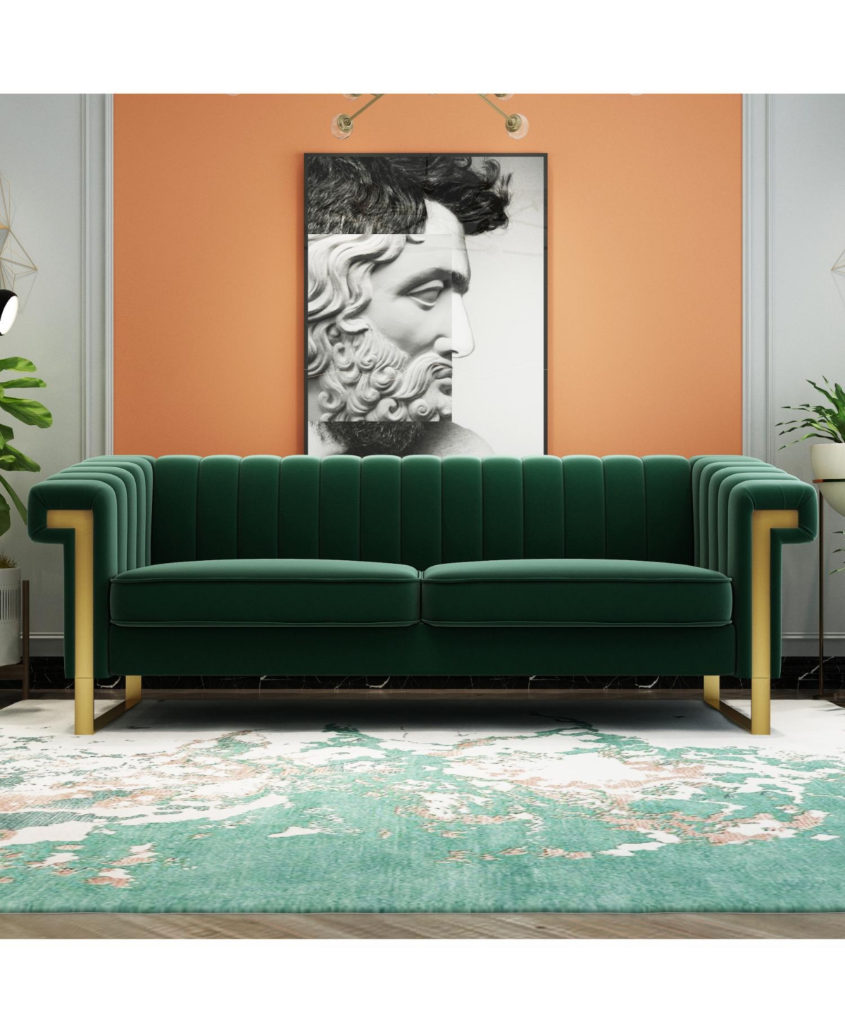 Click here for Streamdale Furniture Modern Plush Sofa with Gold A... prices