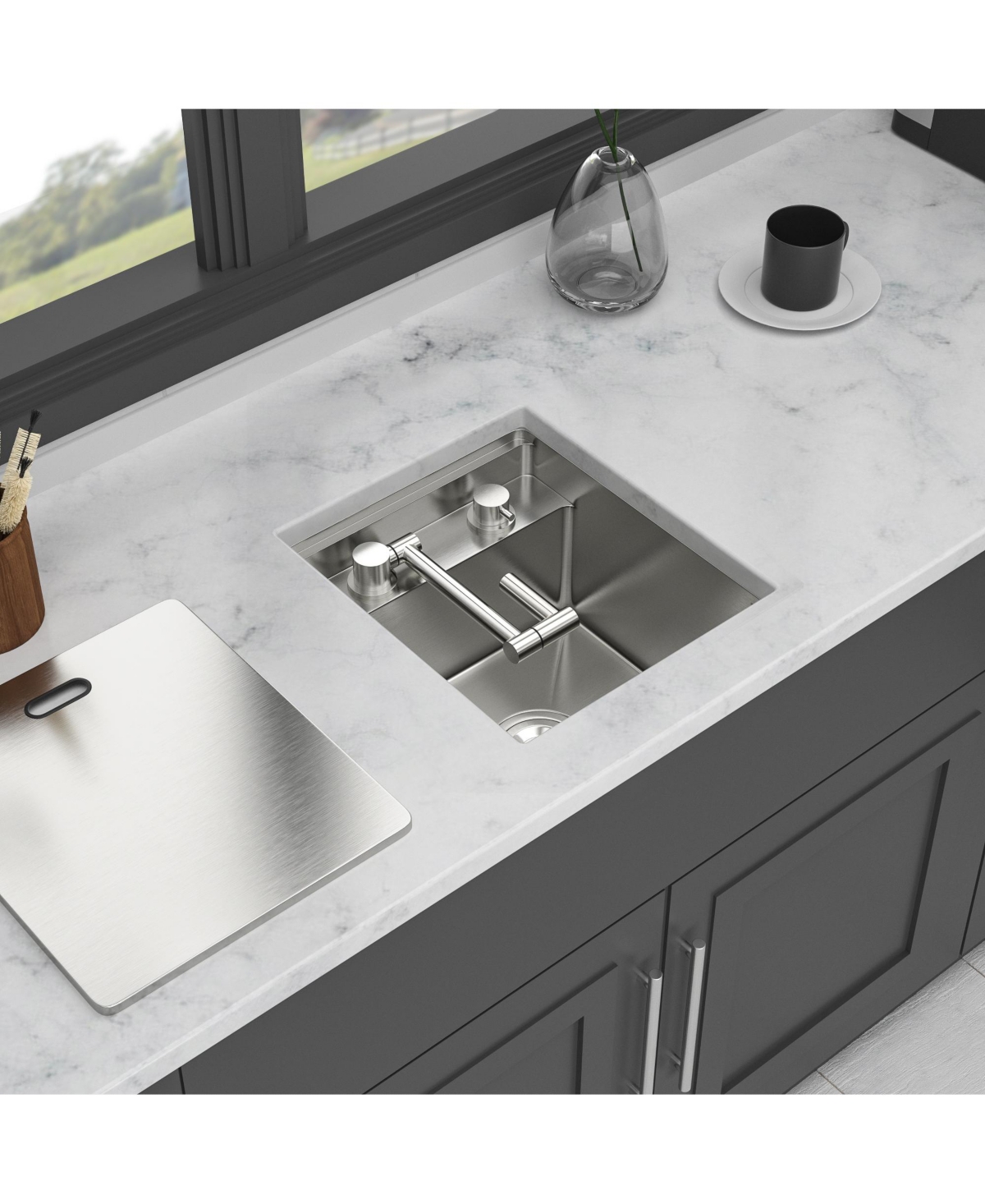 Click here for flynama 15x17x9inch Undermount Bar Sink with Foldi... prices