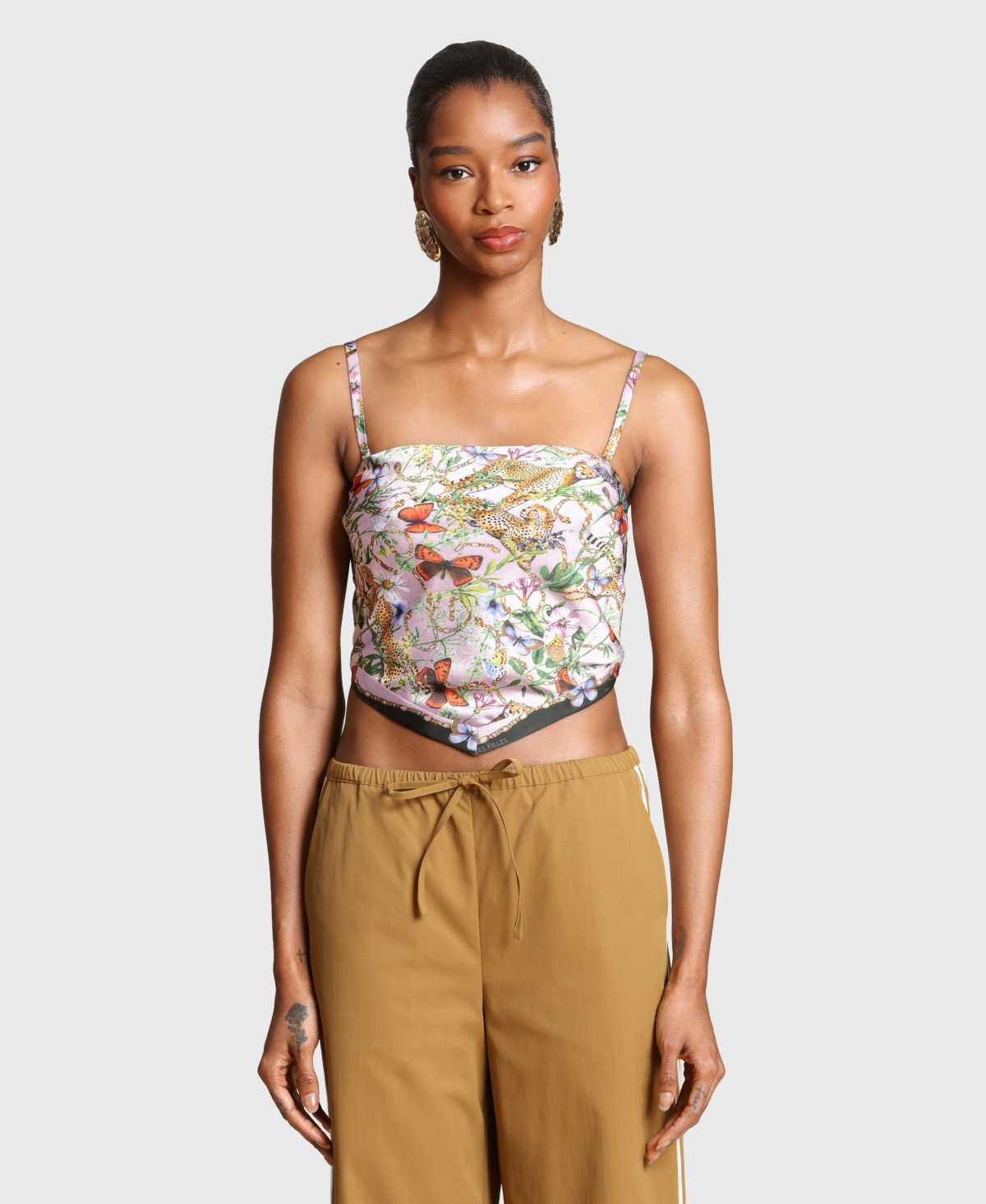 Click here for Avec Les Filles Womens Square Neck Scarf Top - Pin... prices