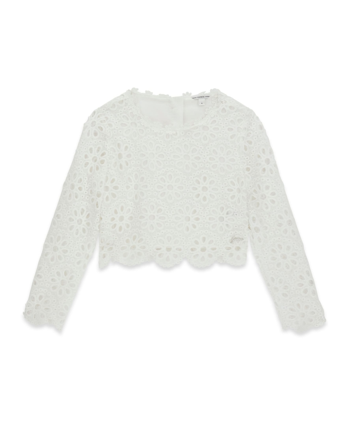 Click here for Guess Girls 6-16 Lace Round Neck Top - White prices